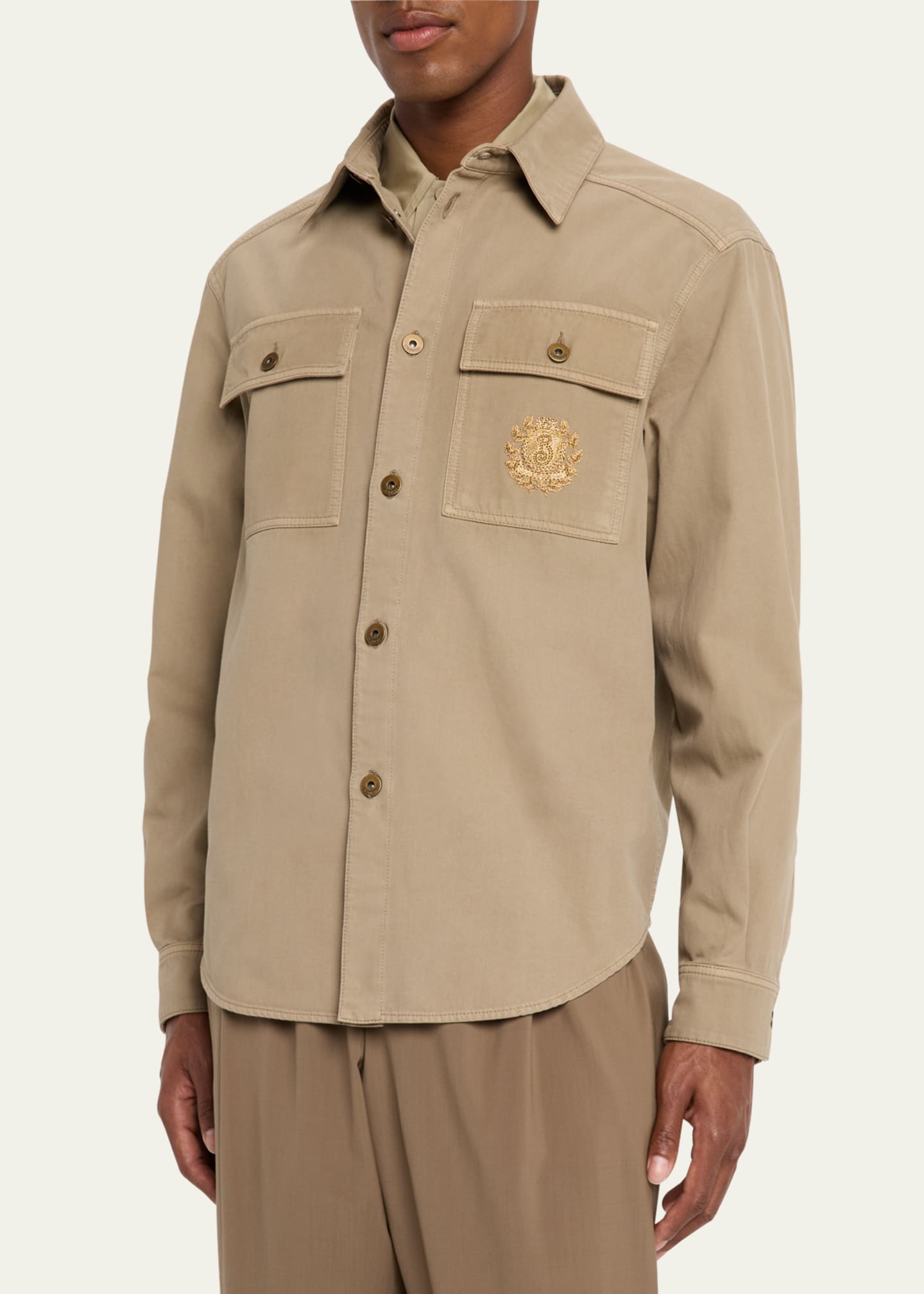 Burberry Men's Twill Crest Overshirt - Bergdorf Goodman