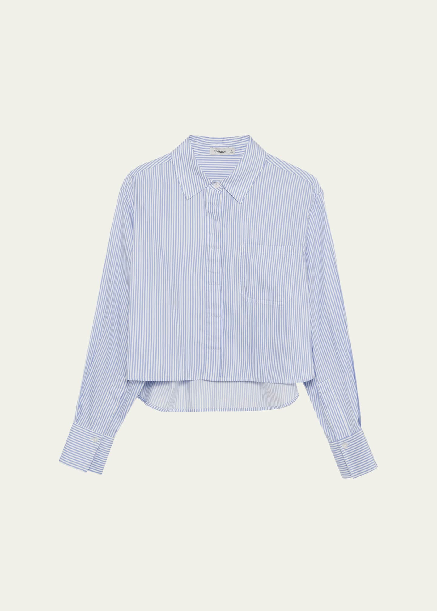 SIMKHAI Renata Long-Sleeve Crop Shirt - Bergdorf Goodman