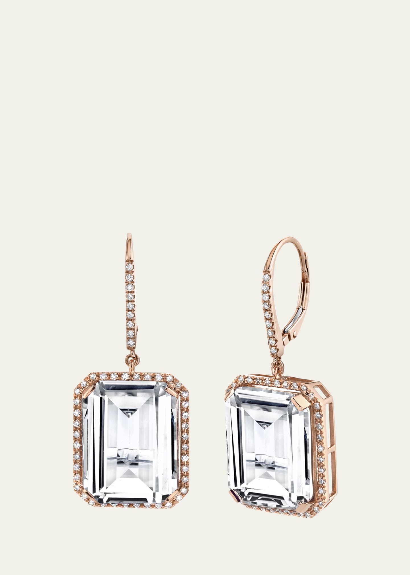 SHAY 18K Rose Gold White Topaz and Diamond Portrait Gemstone Earrings ...