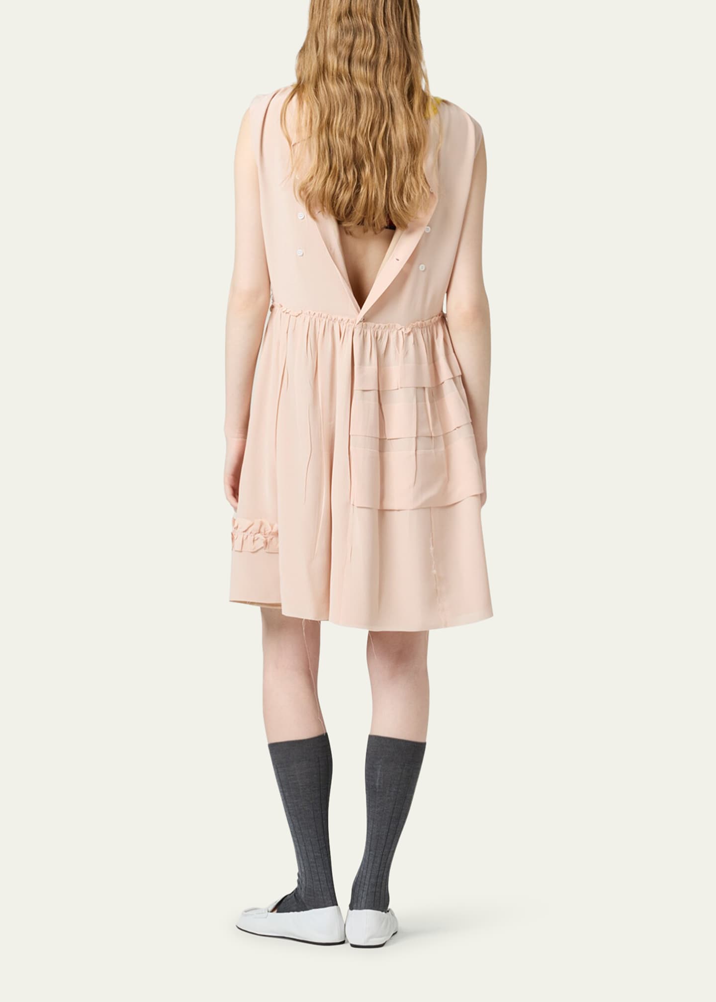 Miu Miu Sequined Tiered Ruffle Sleeveless Dress - Bergdorf Goodman