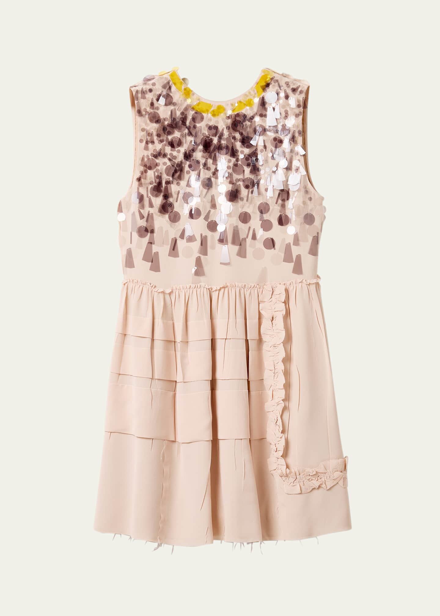 Miu Miu Sequined Tiered Ruffle Sleeveless Dress - Bergdorf Goodman