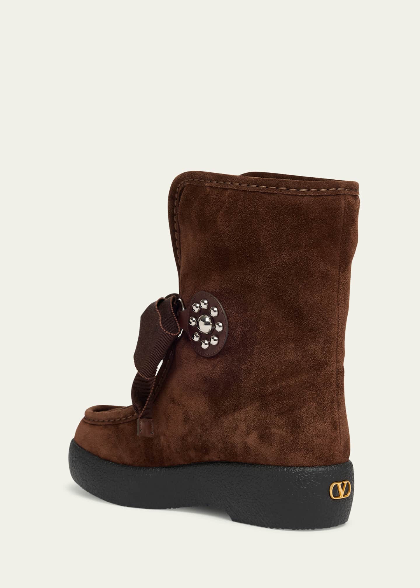 Valentino Garavani Suede Faux Fur Snow Booties - Bergdorf Goodman