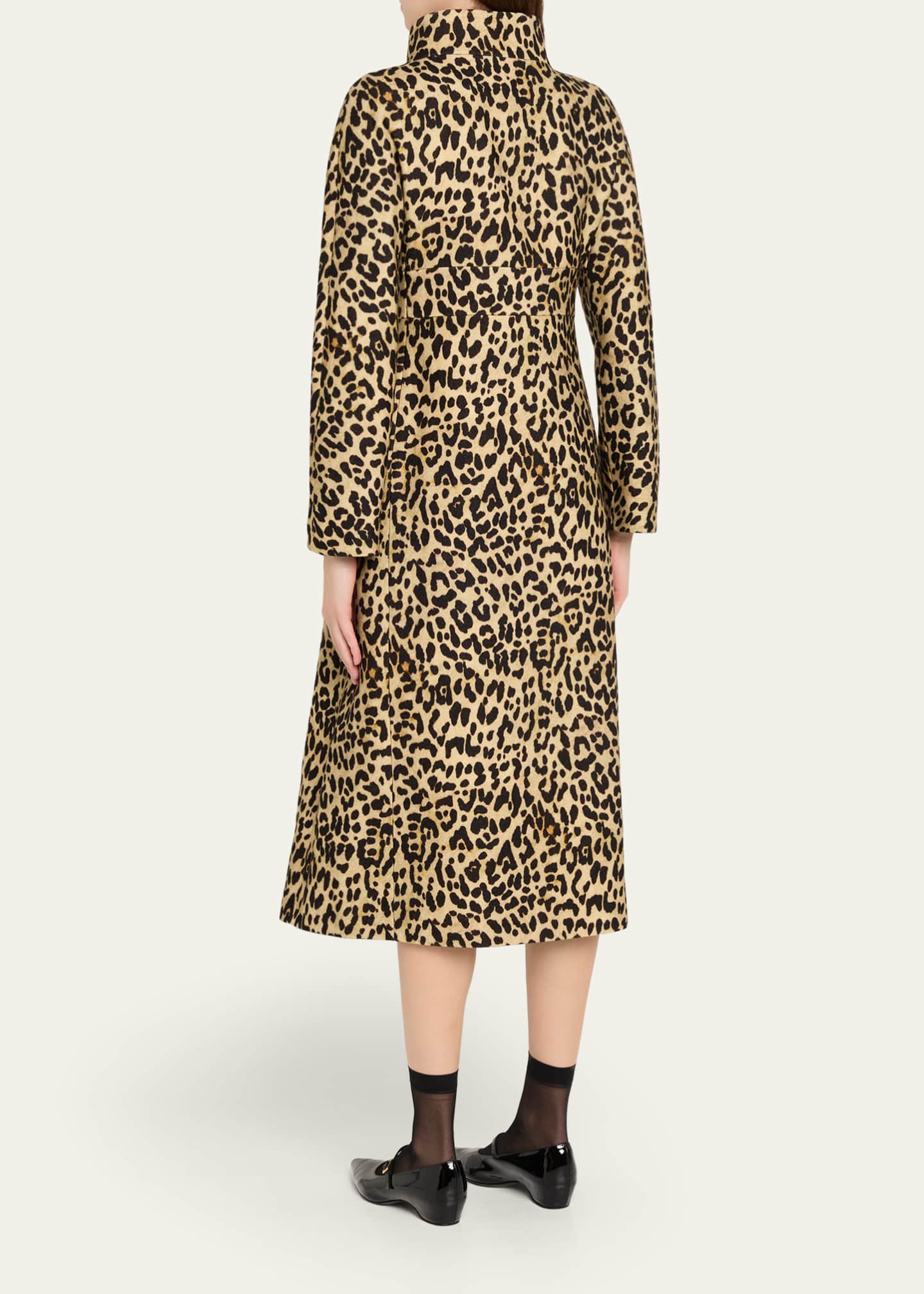 Valentino Garavani Leopard-Print Wool Double-Breasted Long Coat ...