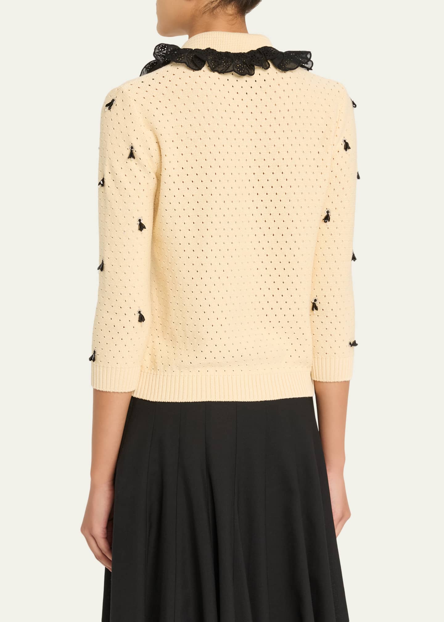 Valentino Garavani Pointelle Micro Tassel Ruffled Cardigan - Bergdorf ...