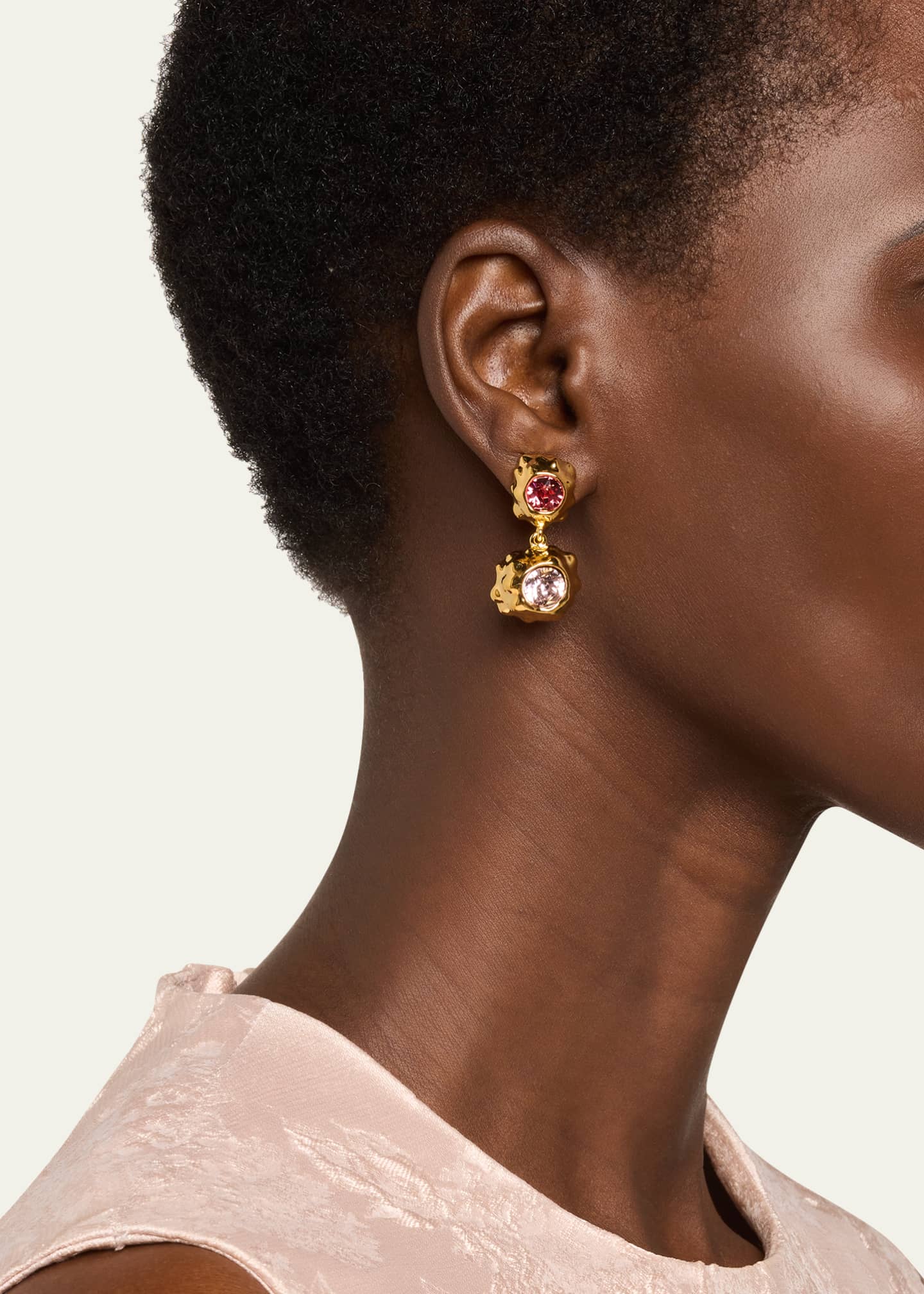 Oscar de la Renta Textured Scramble Double Drop Earrings - Bergdorf Goodman