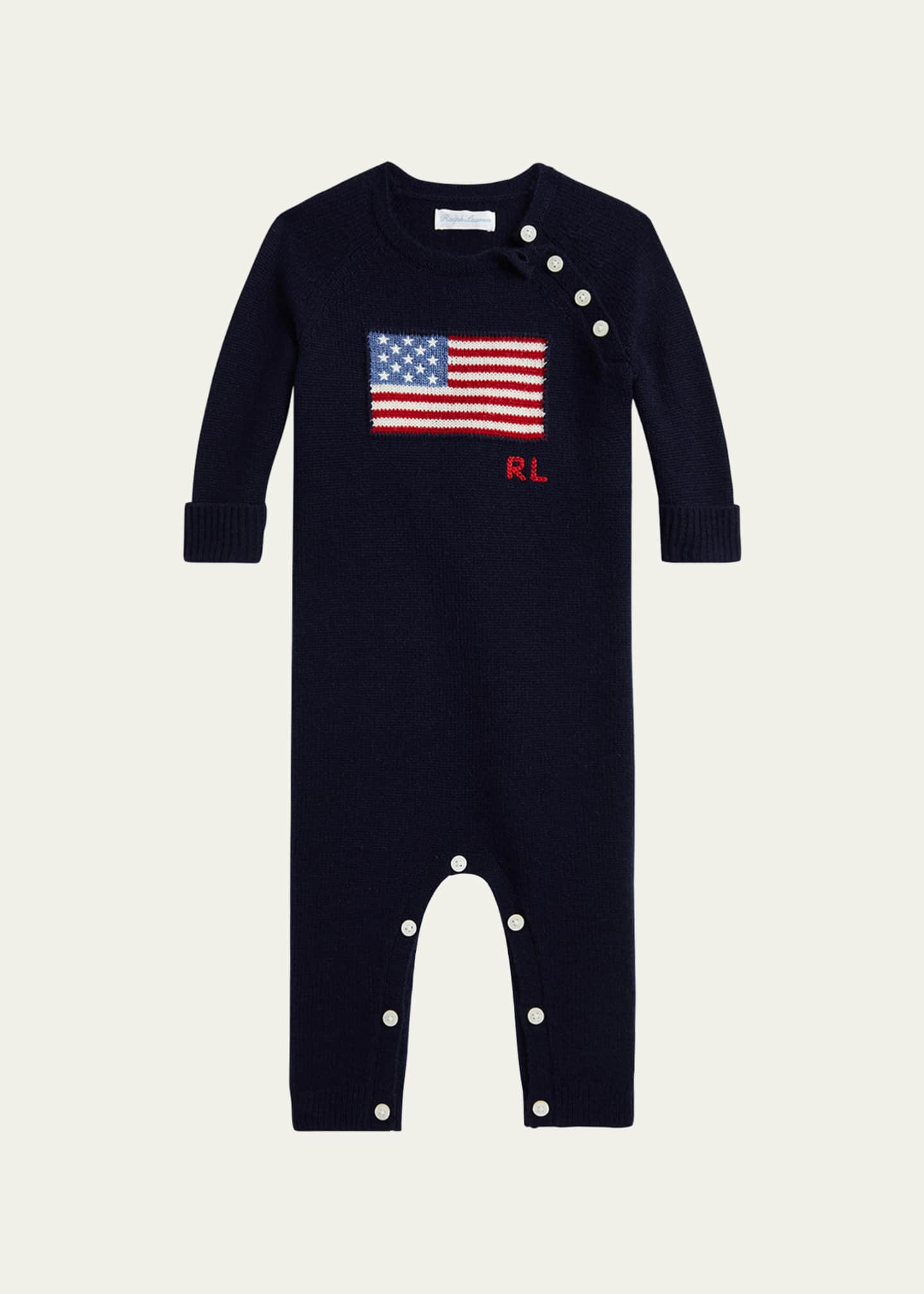 Polo Ralph Lauren Boy's American Flag Cashmere Romper, Size Newborn-12M ...
