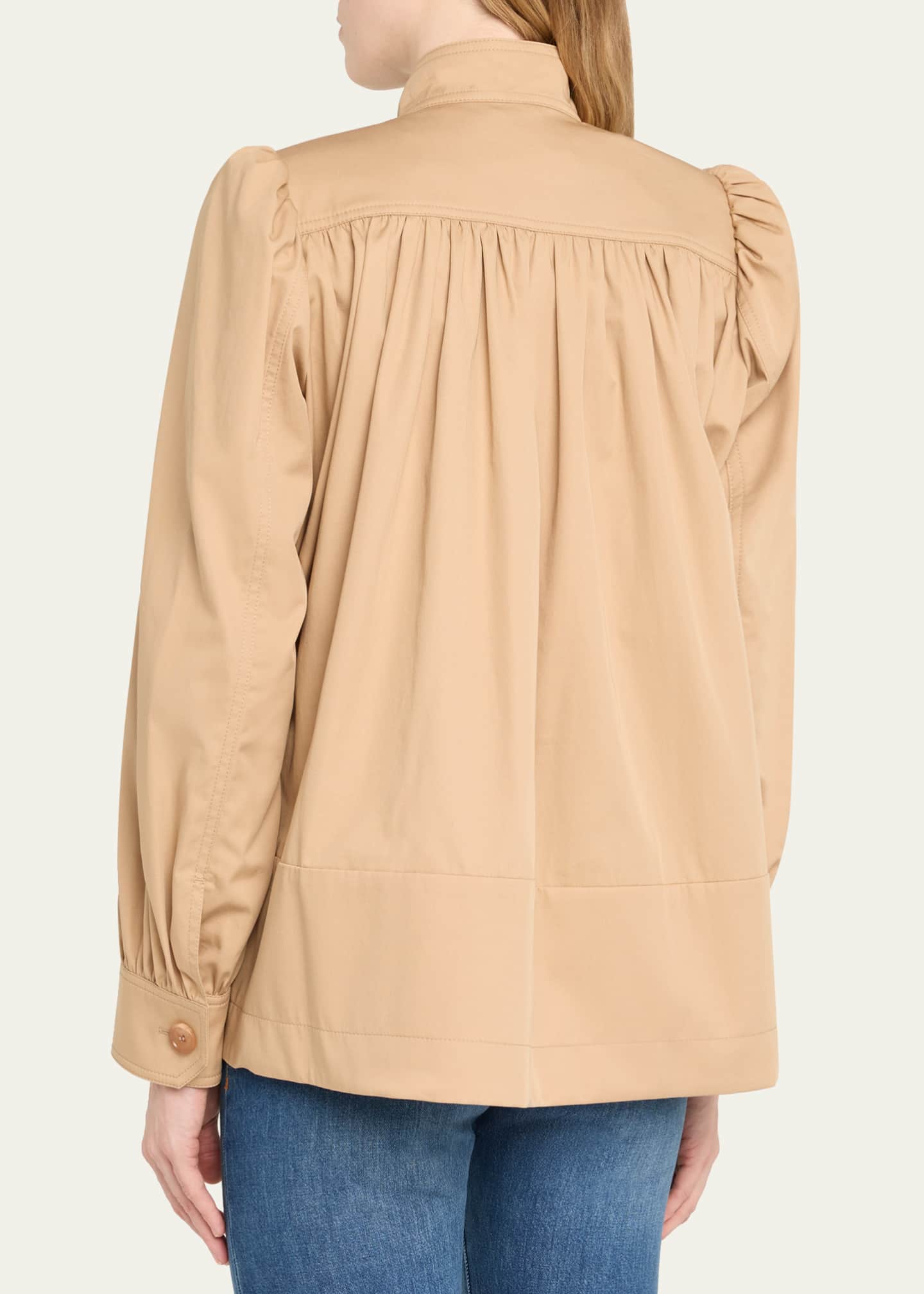 Chloe High-Neck Puff-Sleeve Jacket - Bergdorf Goodman