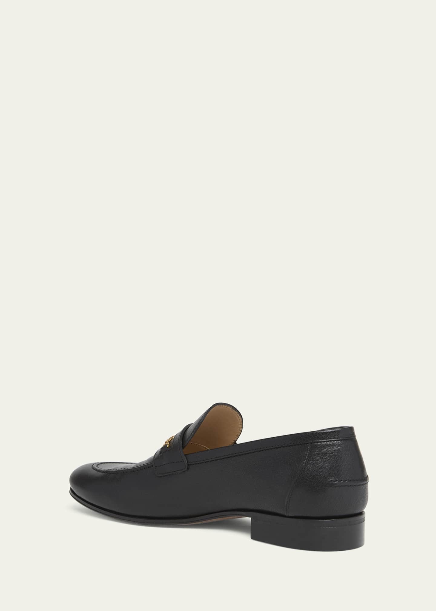 Valentino Garavani Men's Leather VLogo Chain Bit Loafers - Bergdorf Goodman