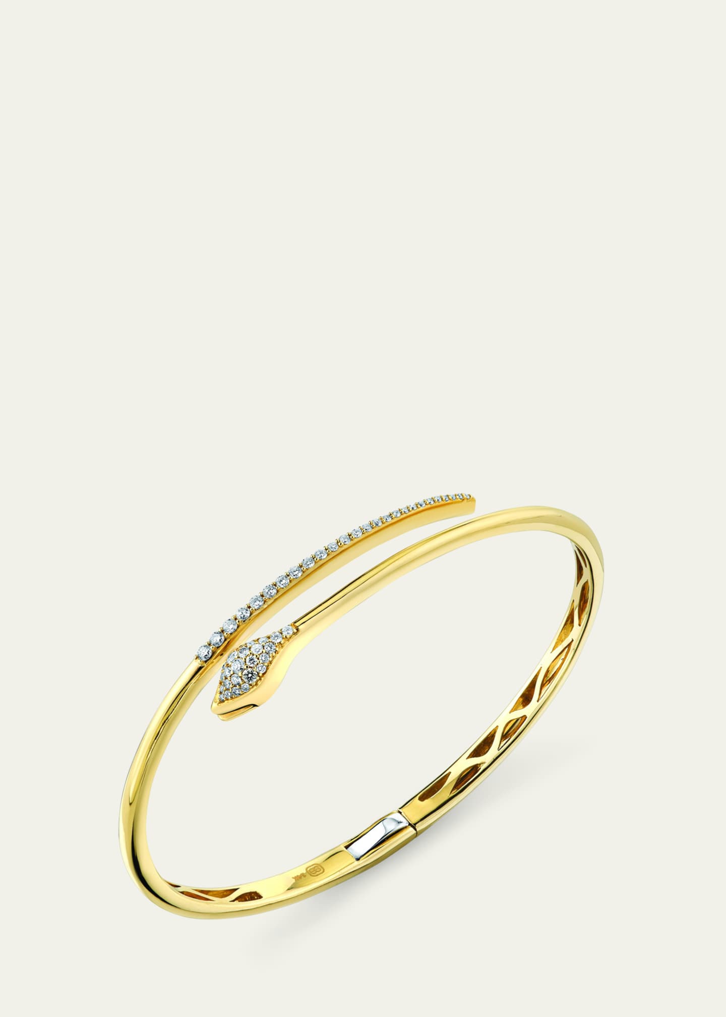 Sydney Evan 14K Yellow Gold Pave Diamond Small Snake Hinge Bangle ...