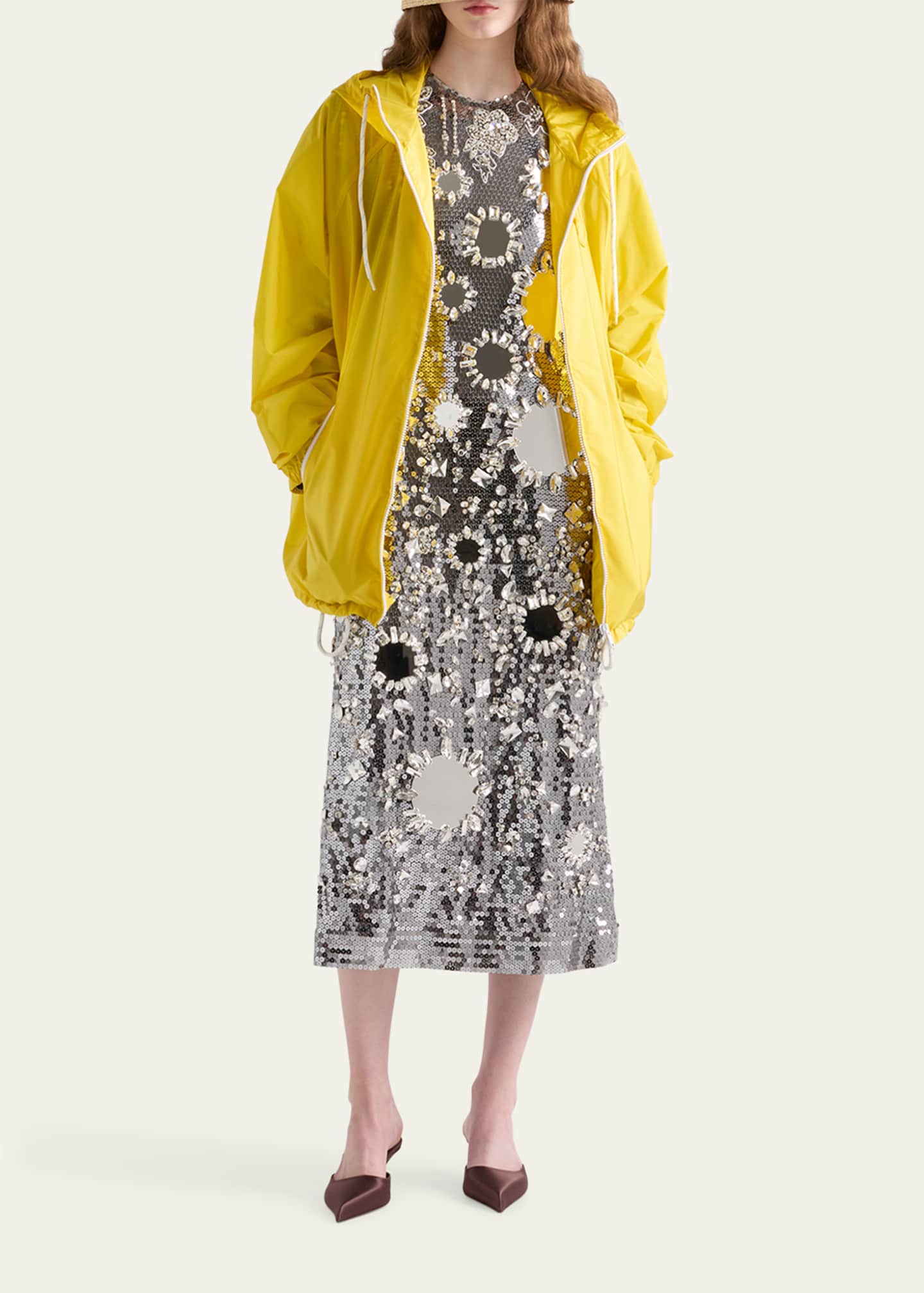 Prada Re-Nylon Drawstring Hooded Rain Jacket - Bergdorf Goodman