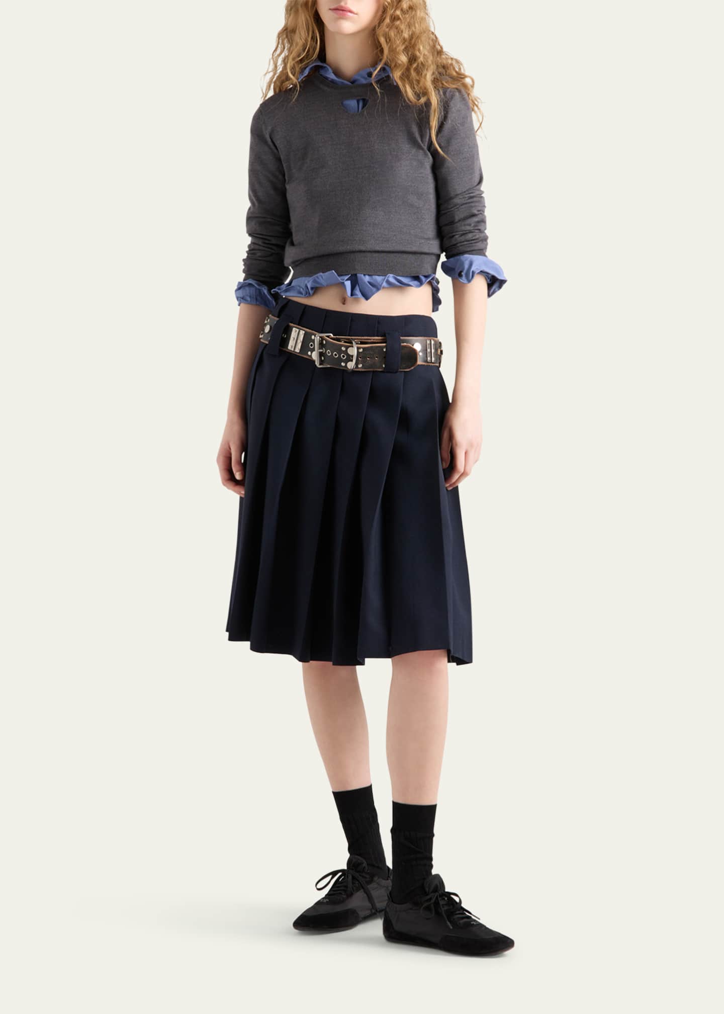 Prada Cutout Triangle Wool Knit Sweater - Bergdorf Goodman