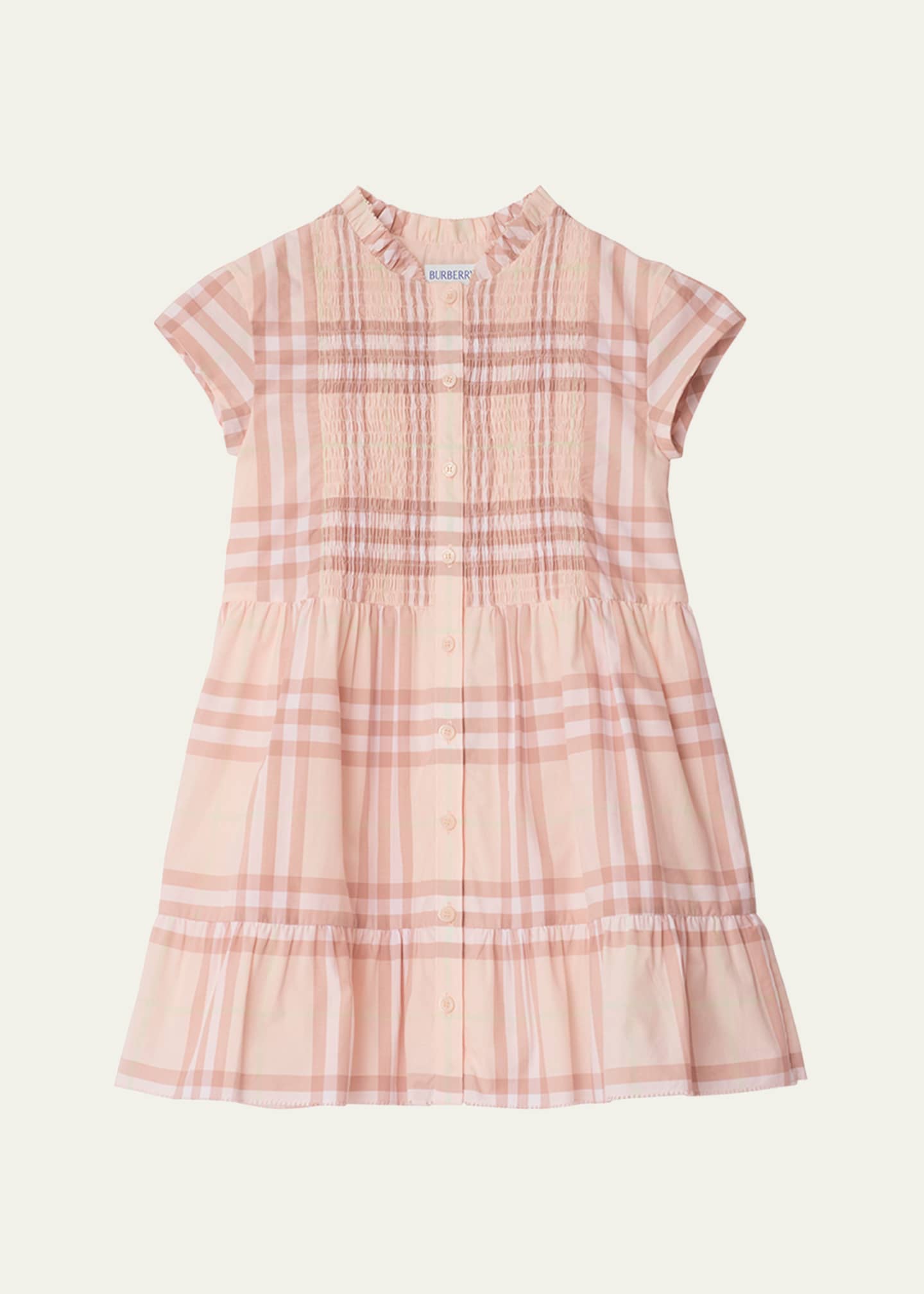 Burberry Girl's Rose Check Smocked Dress, Size 3-14 - Bergdorf Goodman