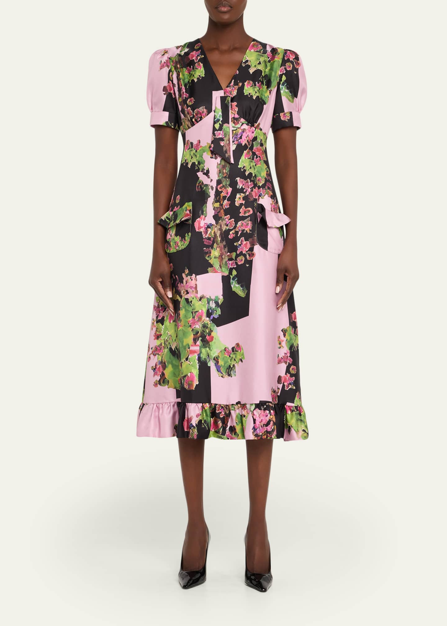 Libertine London Terrace Short-Sleeve Ruffle Midi Dress - Bergdorf Goodman