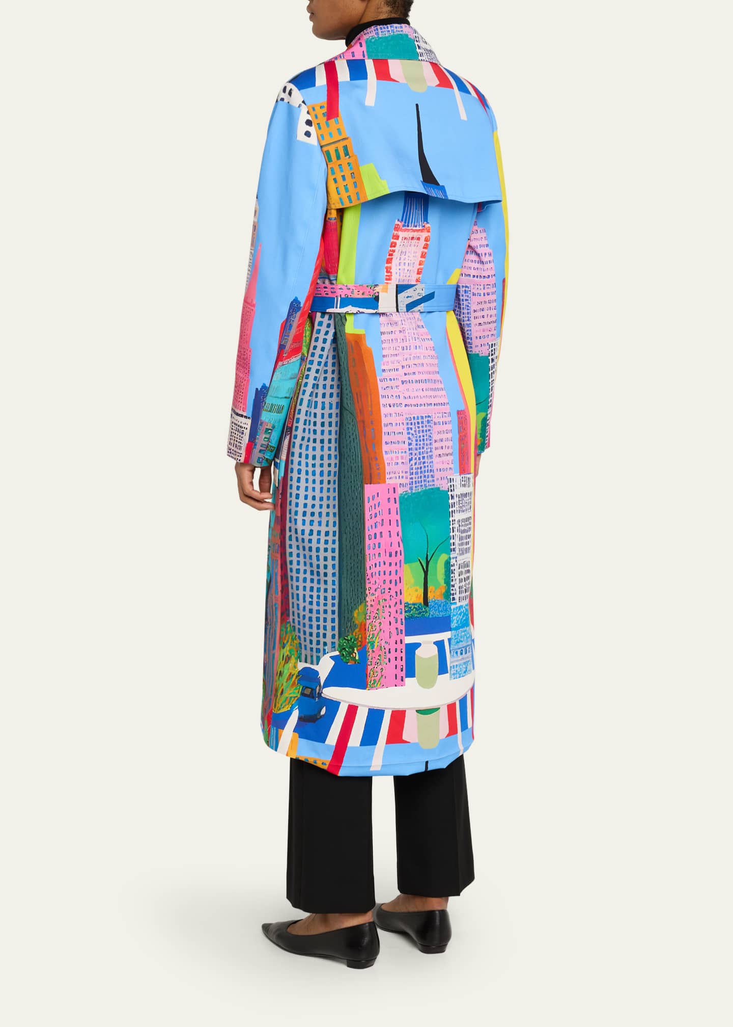 Libertine NYC Cityscape-Print Belted Long Trench Coat - Bergdorf Goodman