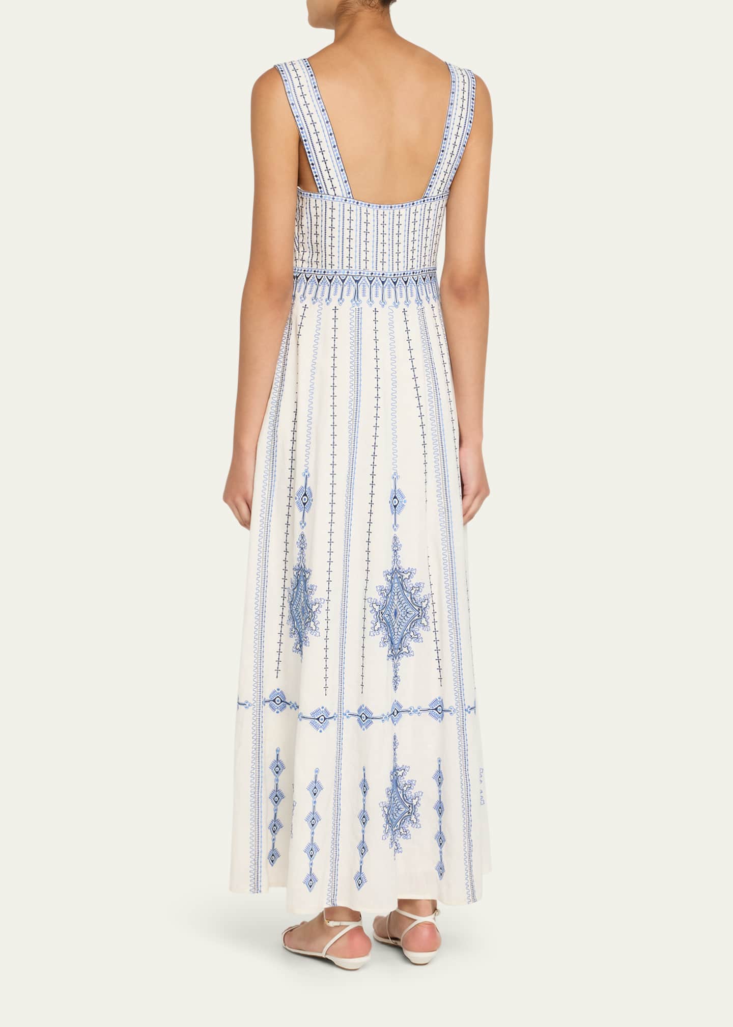 EMPORIO SIRENUSE Nellie Astragal Embroidered Sleeveless Maxi Dress ...