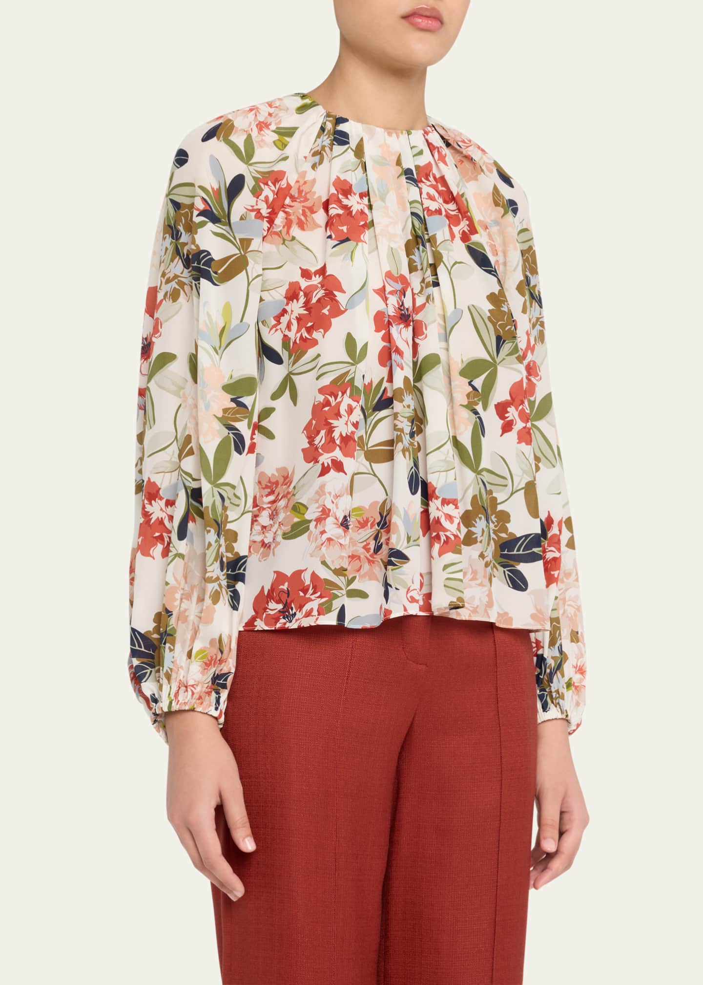 Adam Lippes Lottie Floral-Print Crepe De Chine Top - Bergdorf Goodman