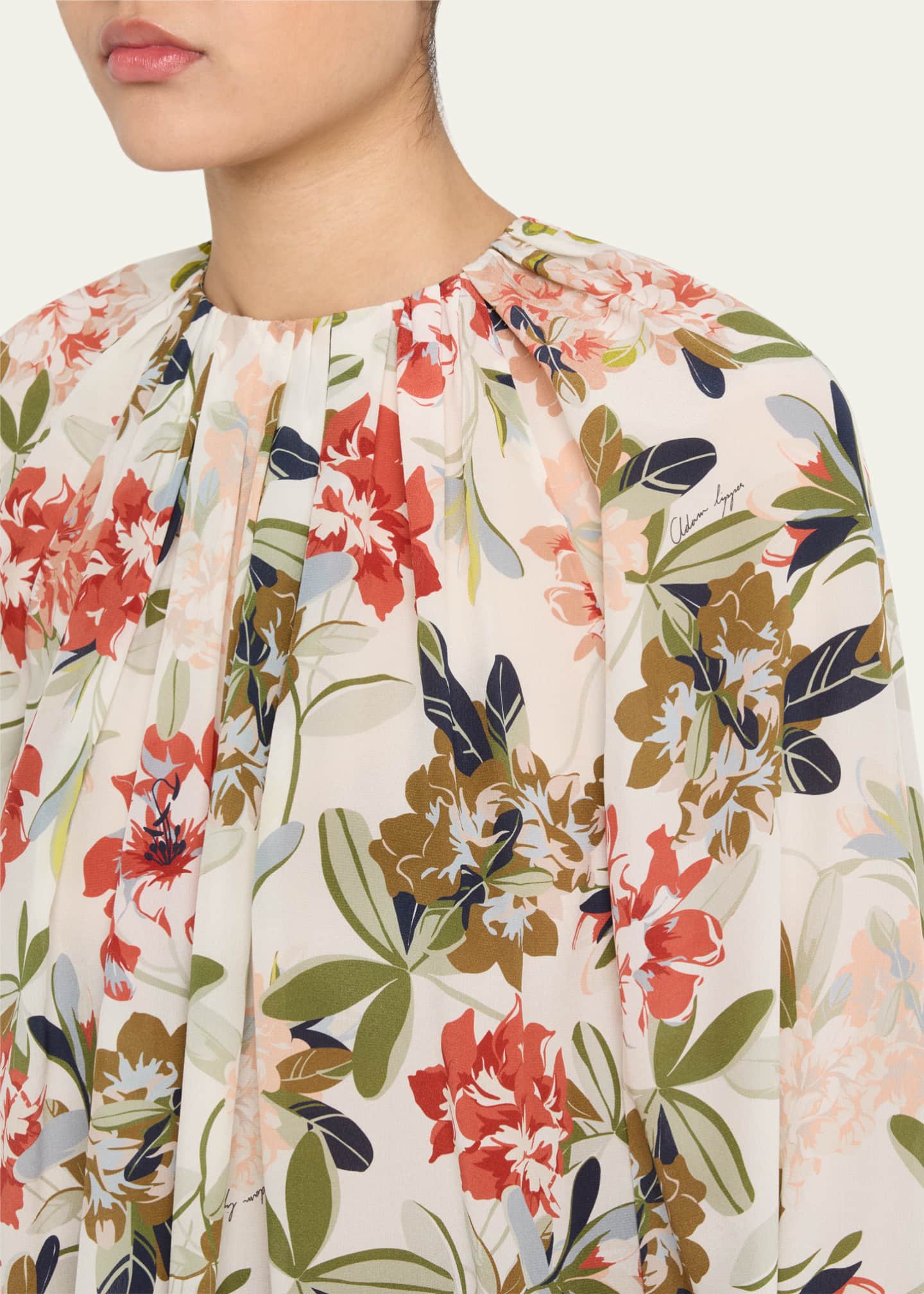 Adam Lippes Lottie Floral-Print Crepe De Chine Top - Bergdorf Goodman