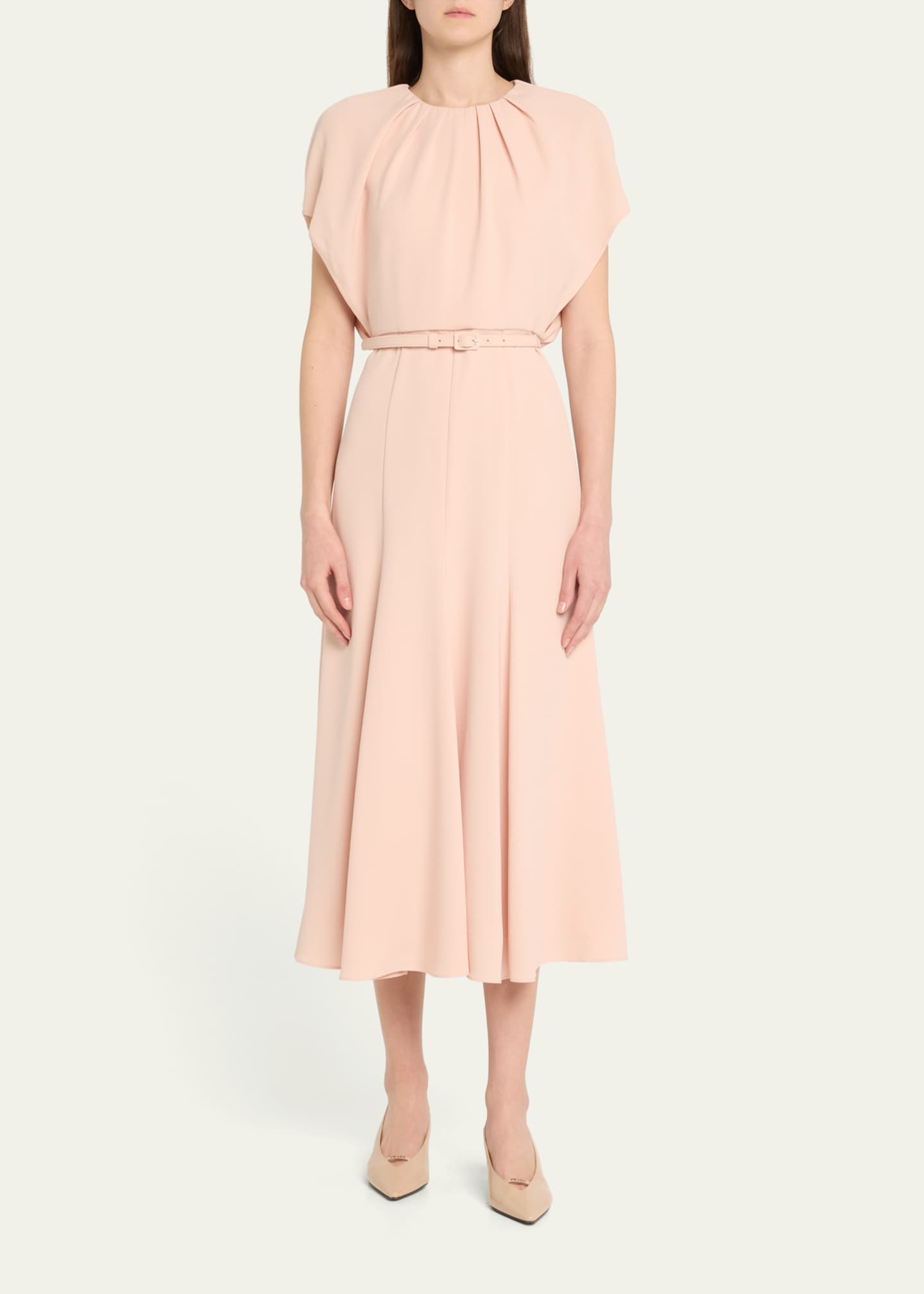 Roland Mouret Gathered Neck Light Cady Belted Dress - Bergdorf Goodman