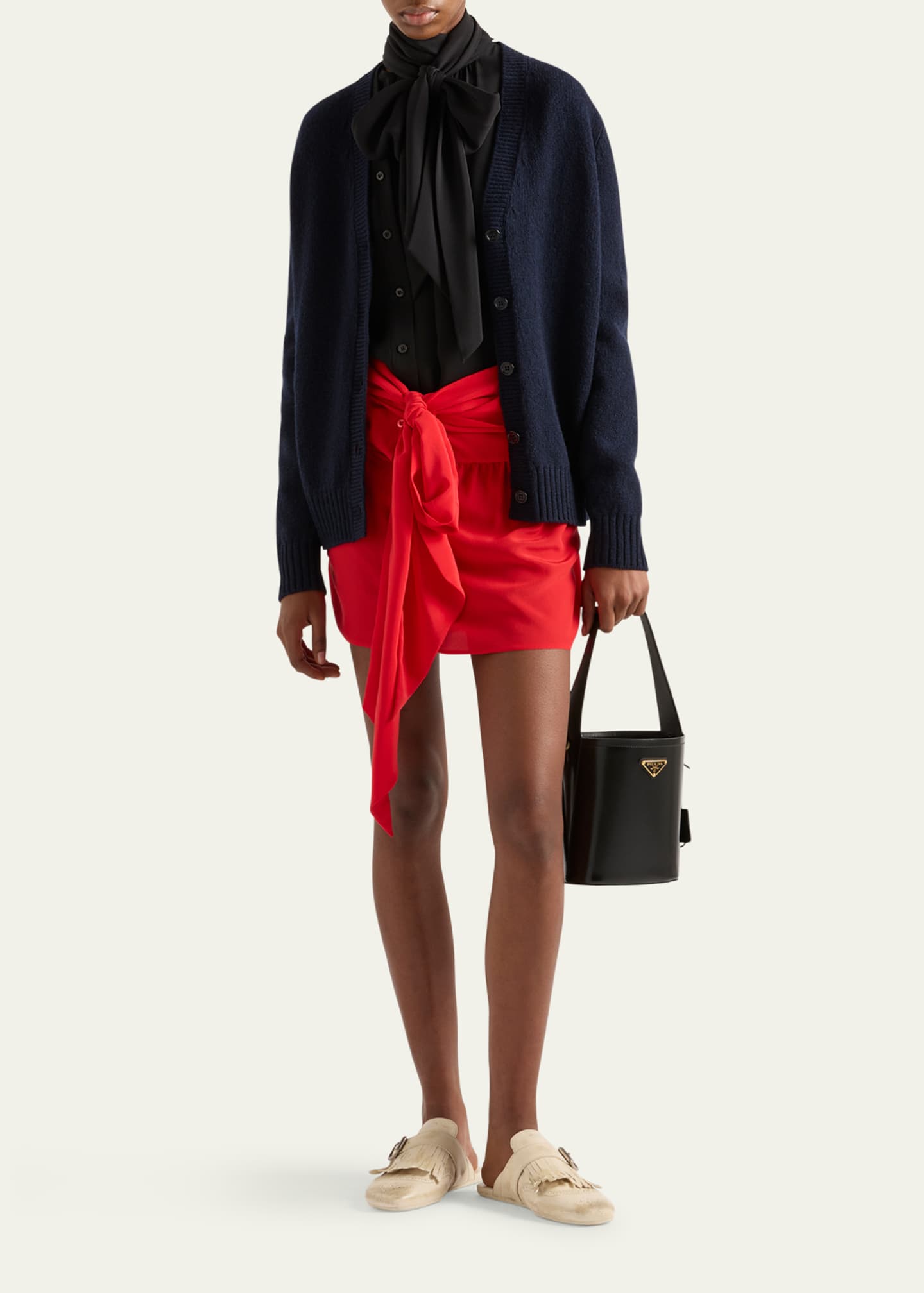 Prada Crepe De Chine Wrap Mini Skirt - Bergdorf Goodman