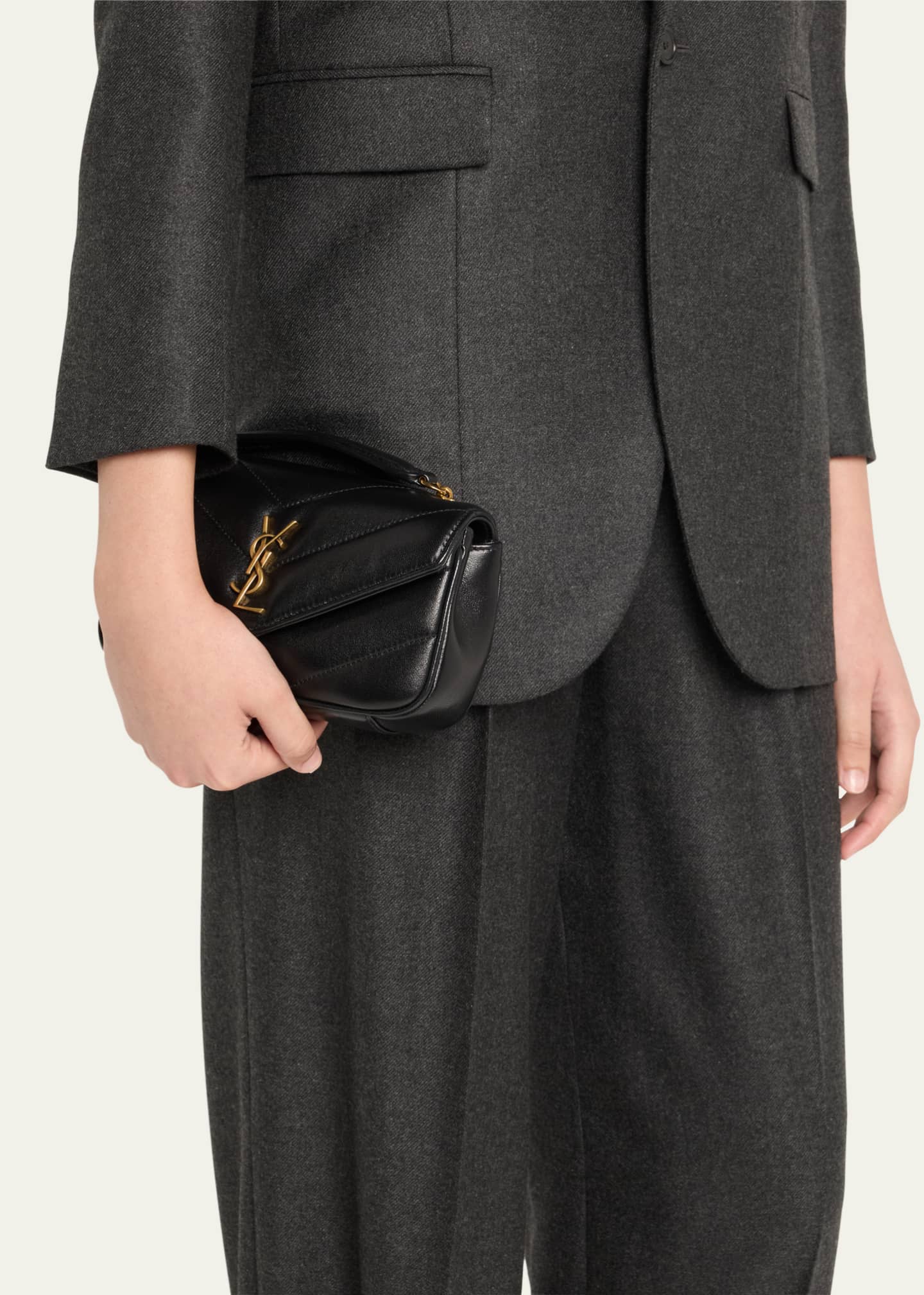 Saint Laurent Loulou Mini YSL Chain Crossbody Bag in Quilted Leather ...