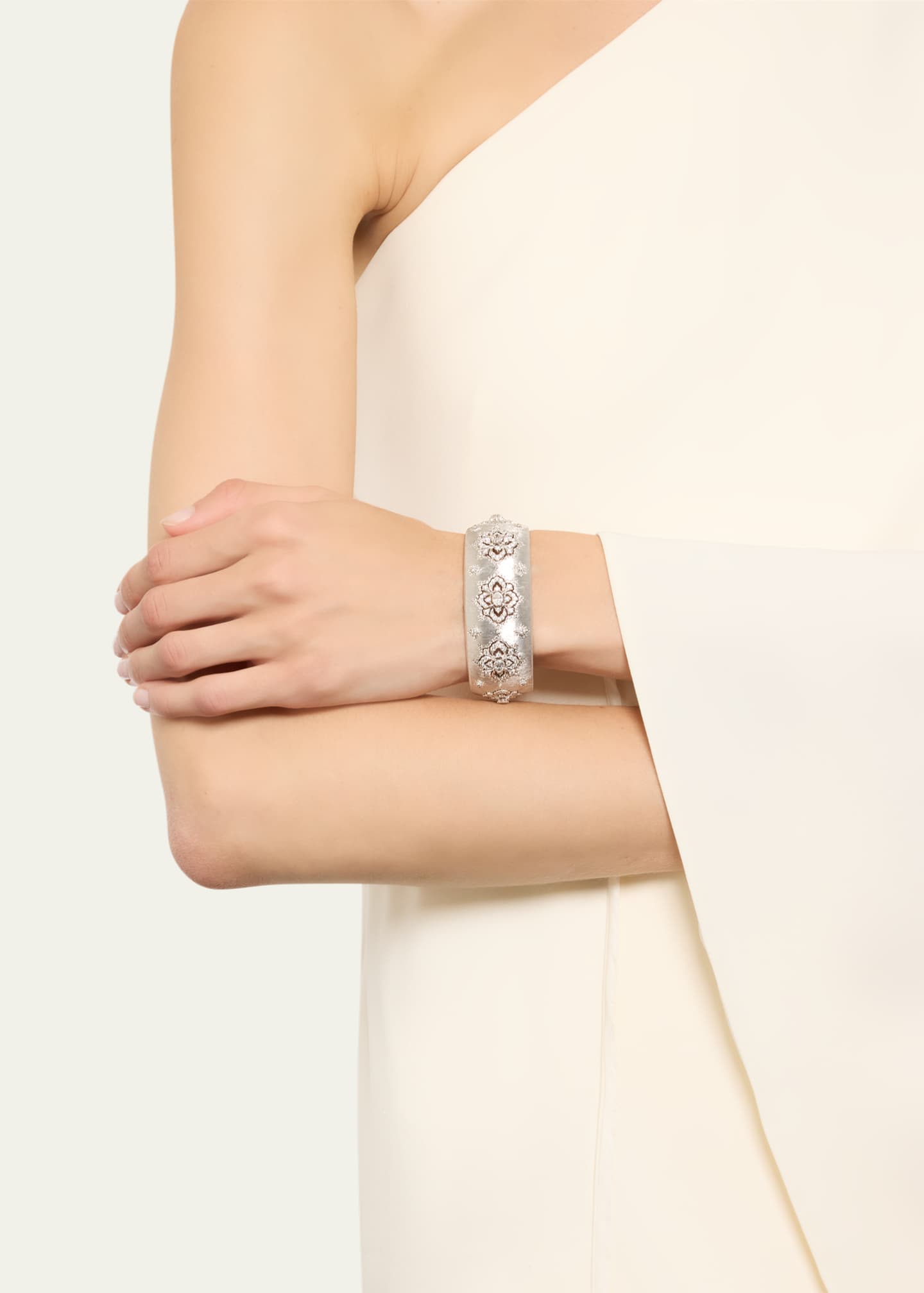 Buccellati Opera High Jewelry 18K White Gold Diamond Cuff Bracelet, 2 ...