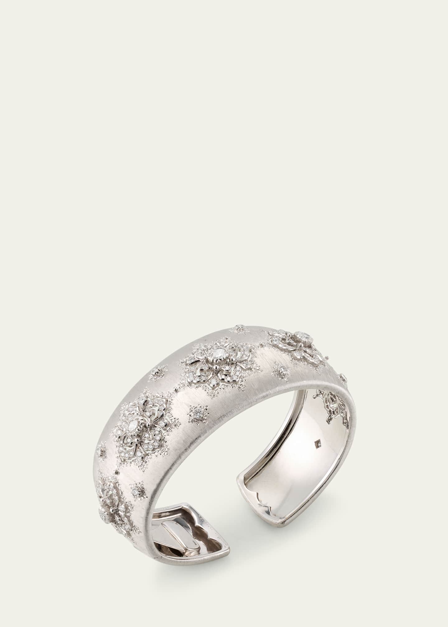 Buccellati Opera High Jewelry 18K White Gold Diamond Cuff Bracelet, 2 ...