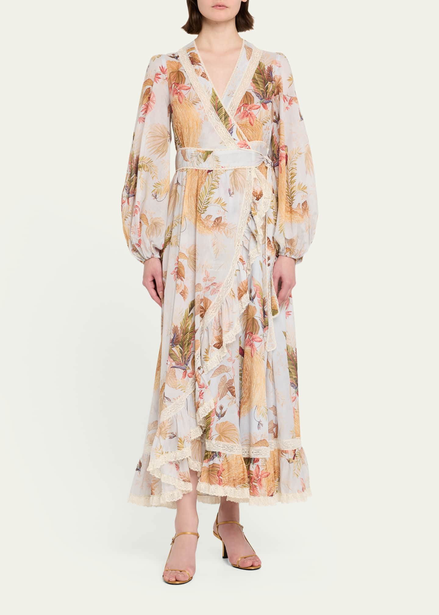 Zimmermann Ascension Frilled Long-Sleeve Wrap Dress - Bergdorf Goodman