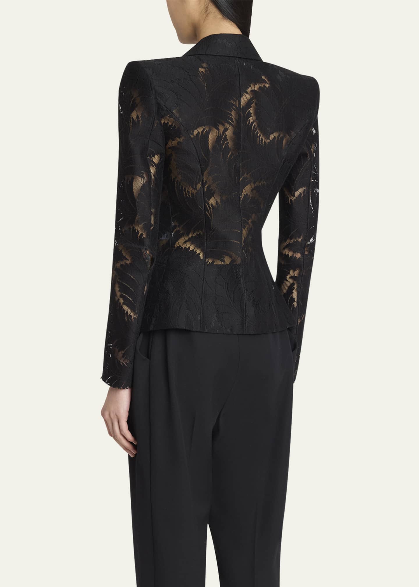 Balmain Single-Breasted Fitted Lace Jacket - Bergdorf Goodman