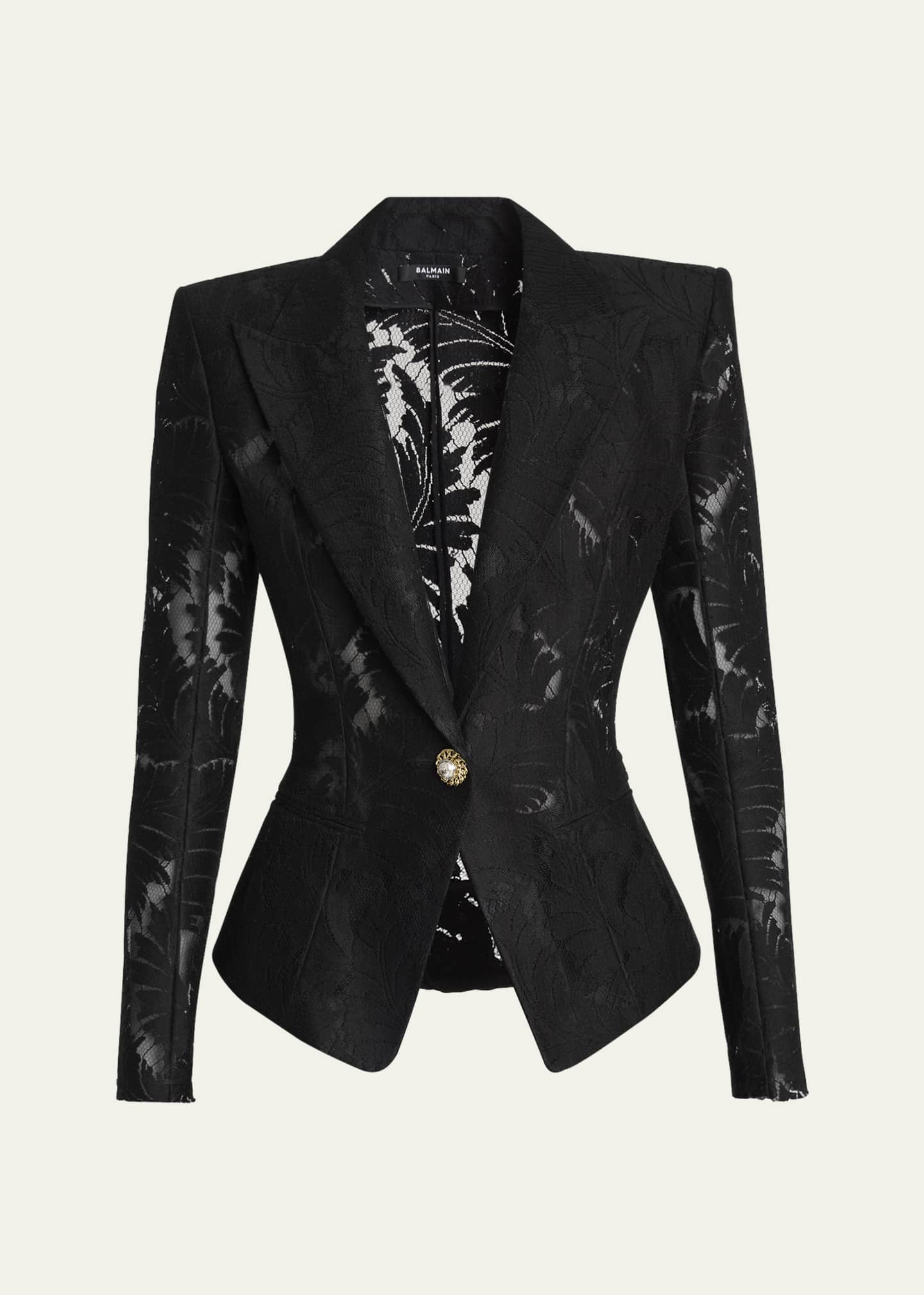 Balmain Single-Breasted Fitted Lace Jacket - Bergdorf Goodman