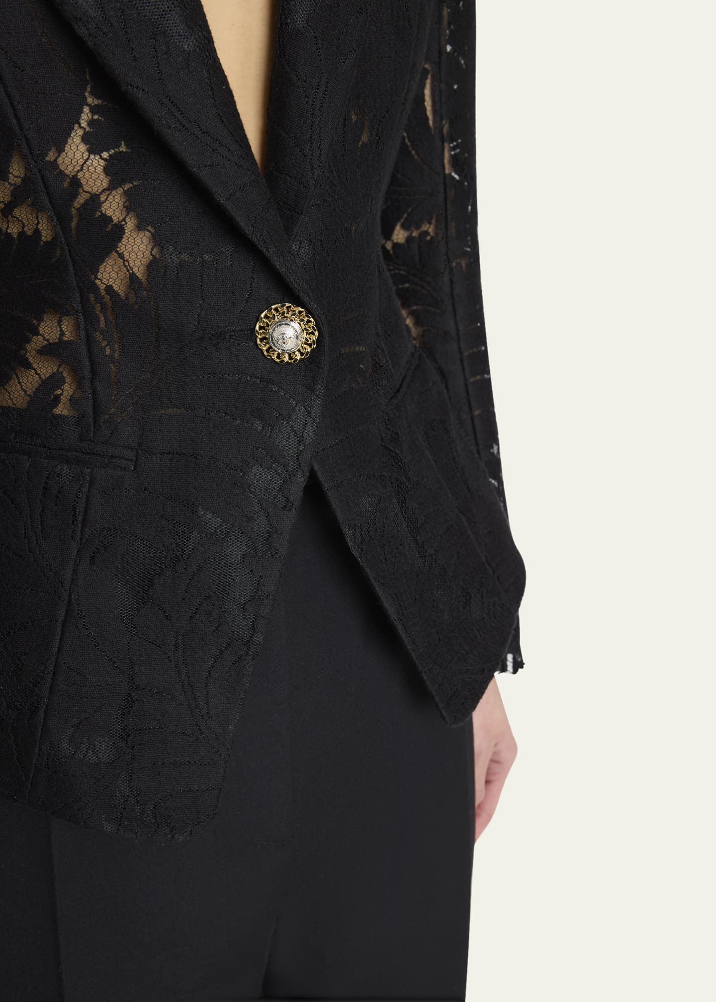 Balmain Single-Breasted Fitted Lace Jacket - Bergdorf Goodman