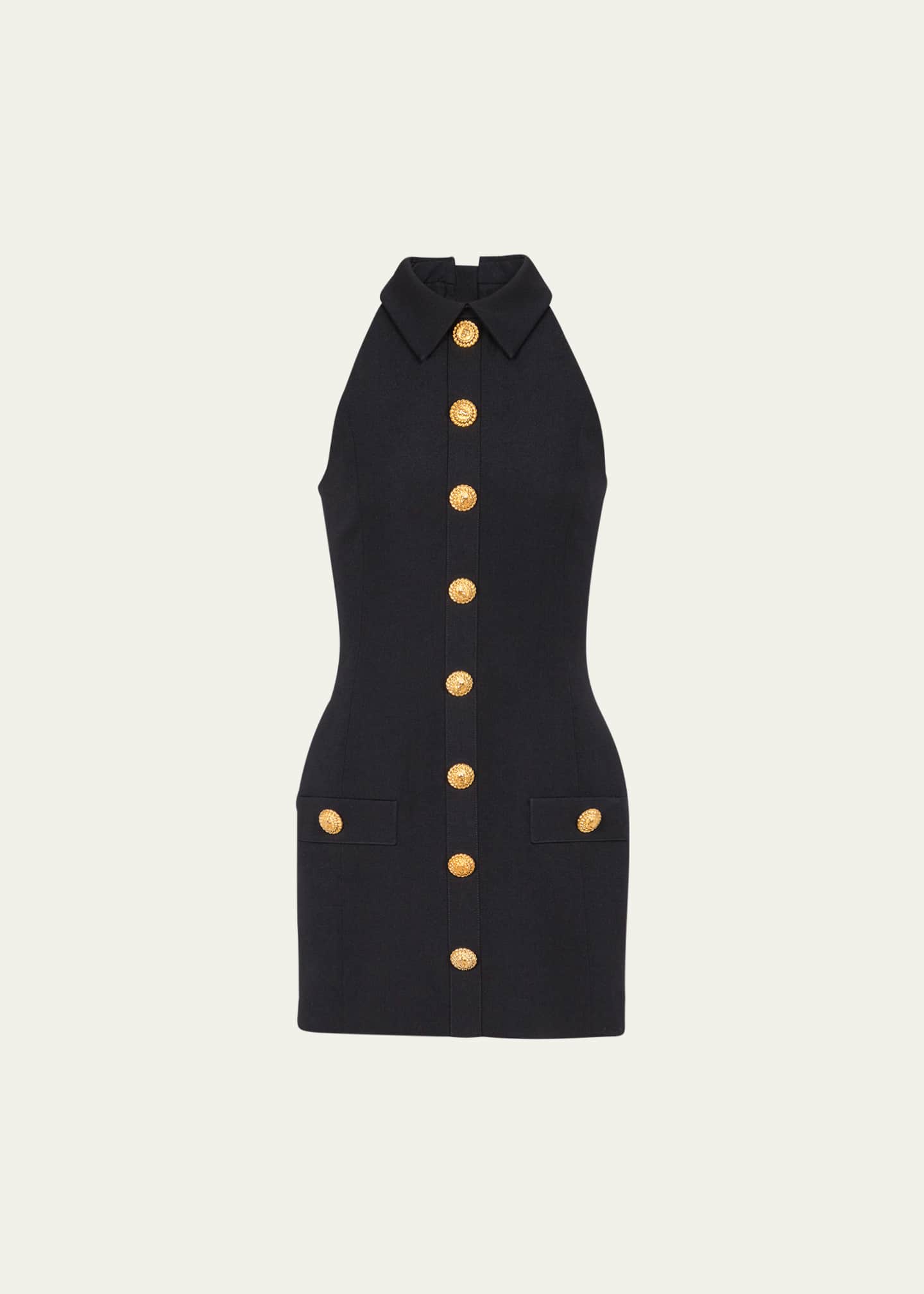 Balmain Body-Con Buttoned Wool Mini Dres - Bergdorf Goodman
