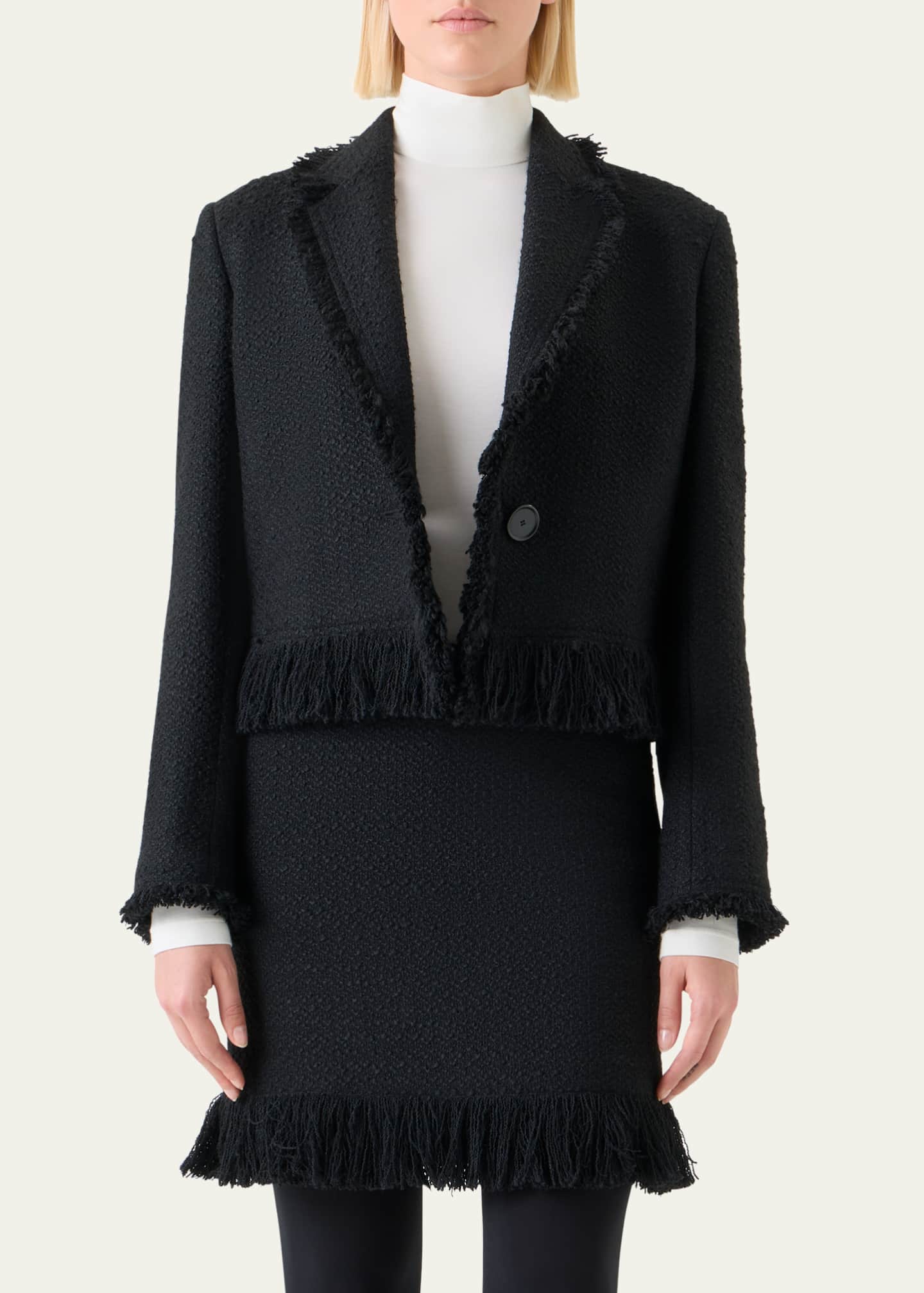 Akris punto Fringed Boucle Tweed Crop Jacket - Bergdorf Goodman