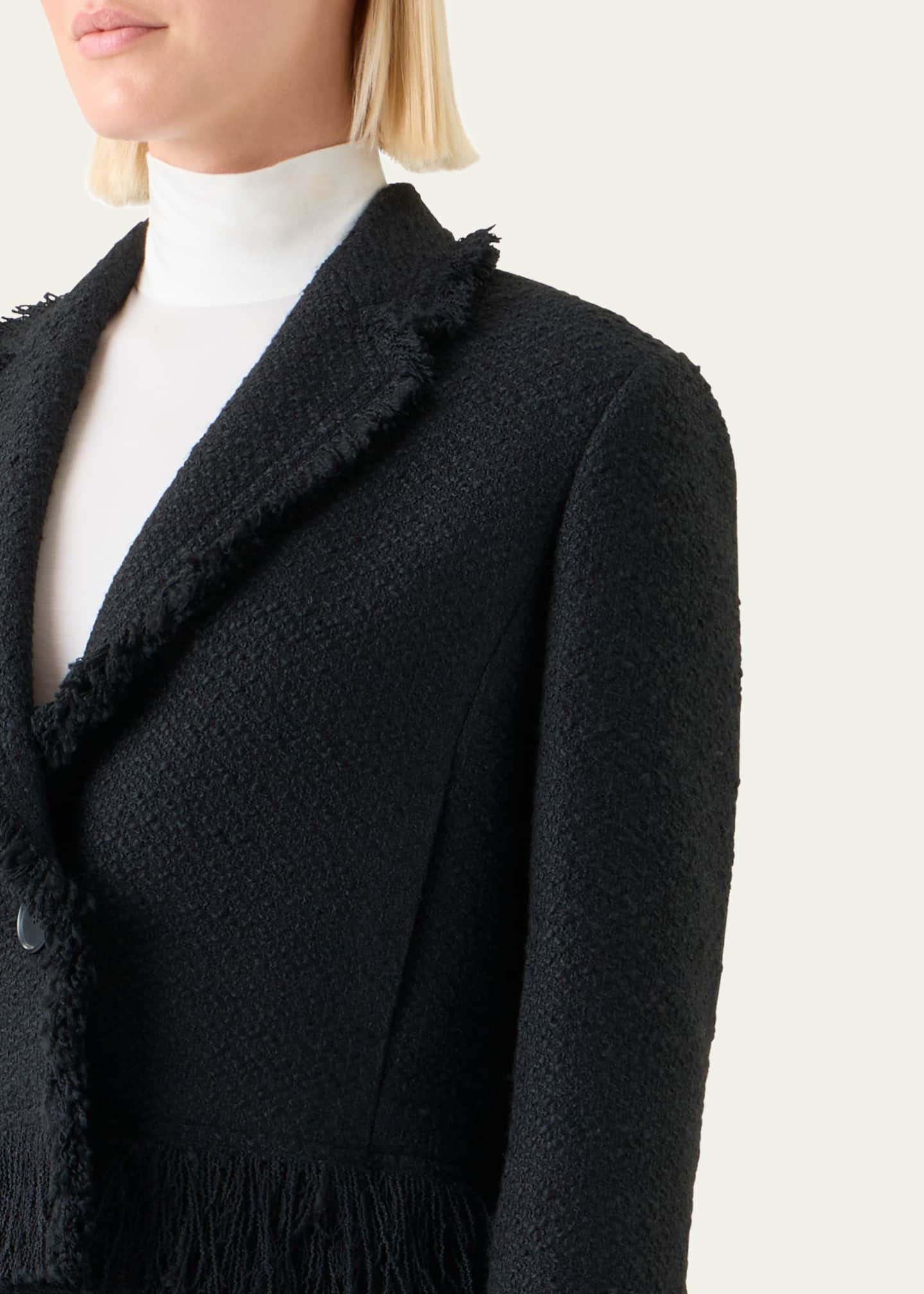 Akris punto Fringed Boucle Tweed Crop Jacket - Bergdorf Goodman