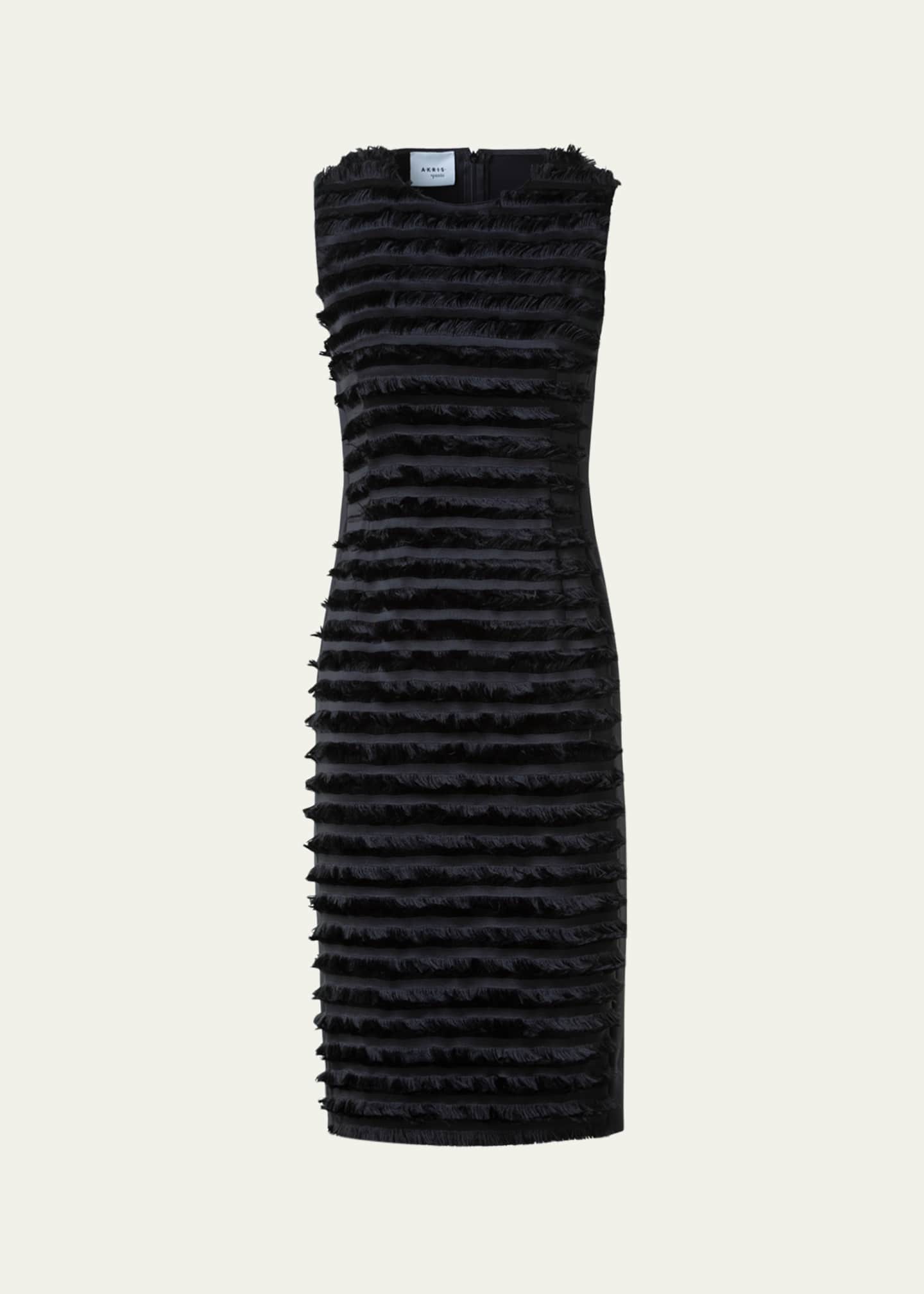 Akris punto Striped Fringe Techno Taffeta Sleeveless Dress - Bergdorf ...