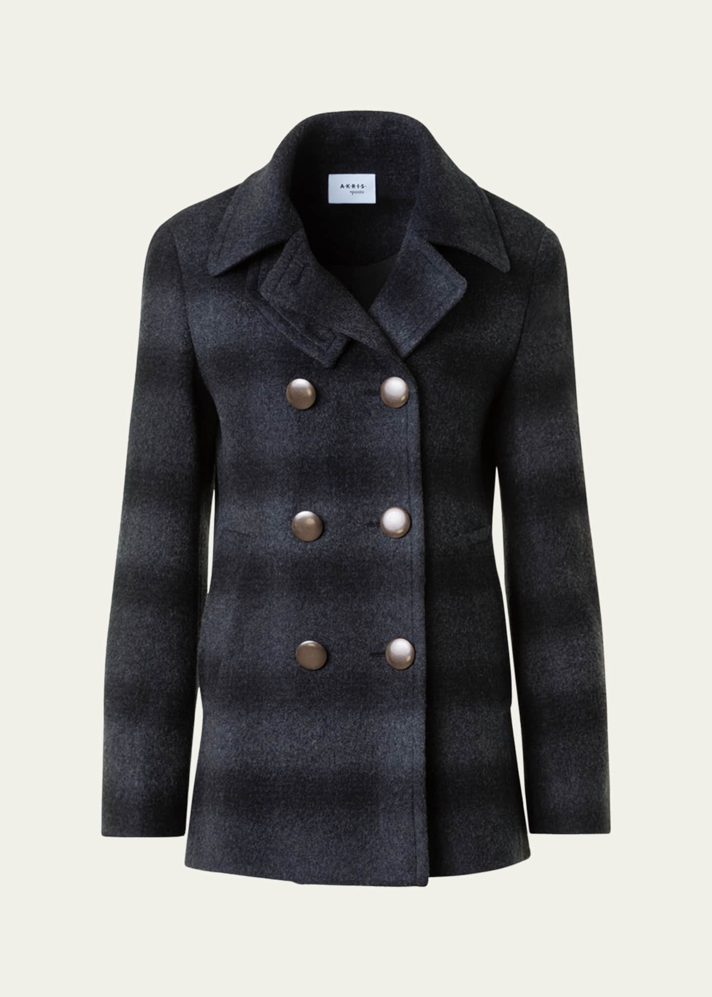 Akris punto Blurred Check Brushed Wool Peacoat - Bergdorf Goodman