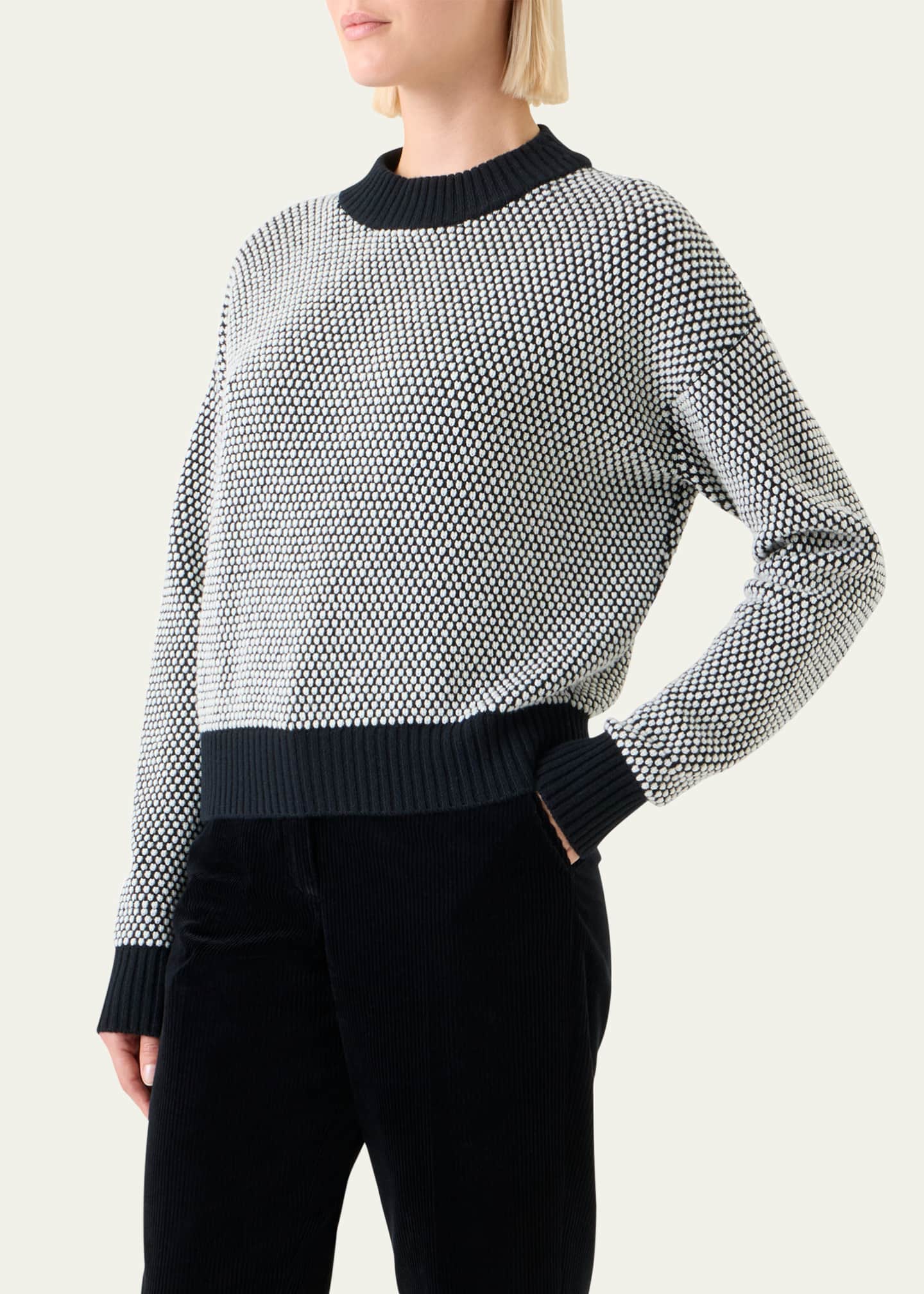 Akris punto Cashmere-Wool 3D Dot Knit Crewneck Sweater - Bergdorf Goodman