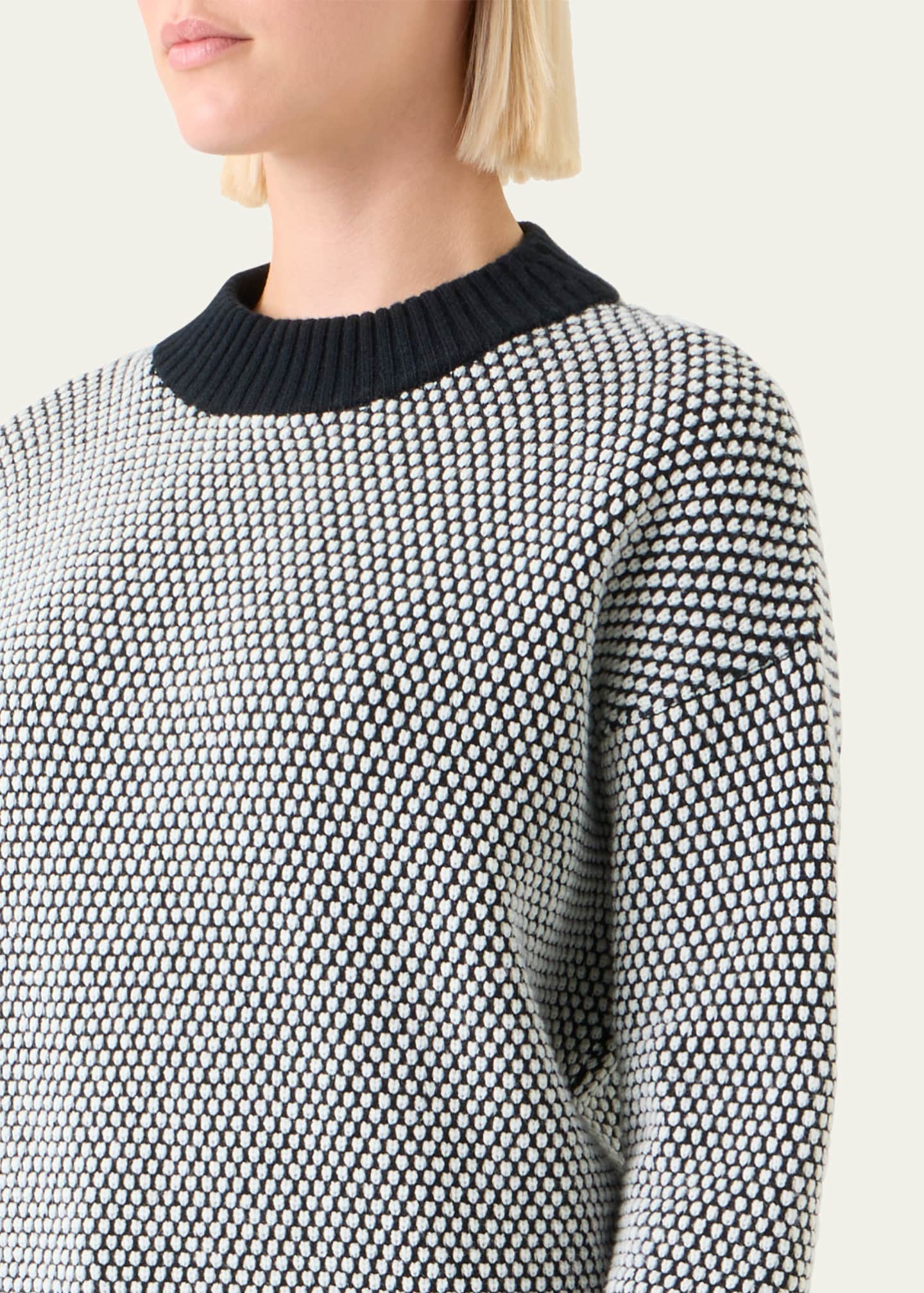 Akris punto Cashmere-Wool 3D Dot Knit Crewneck Sweater - Bergdorf Goodman