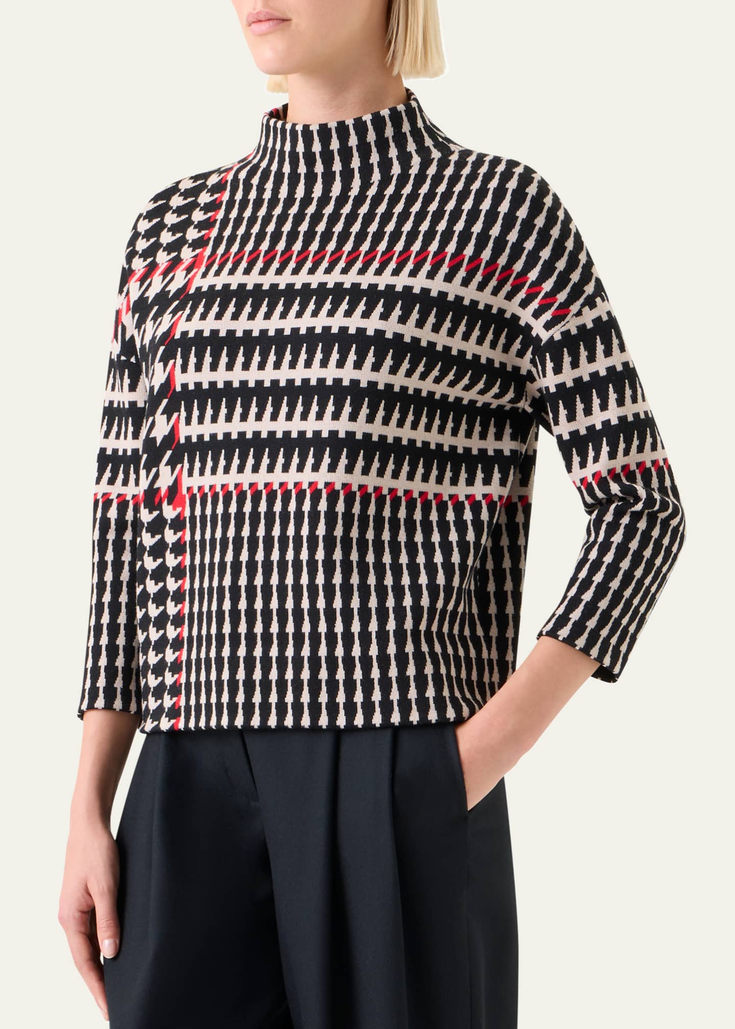 Akris punto Wool-Blend Knit Jacquard Sweater - Bergdorf Goodman