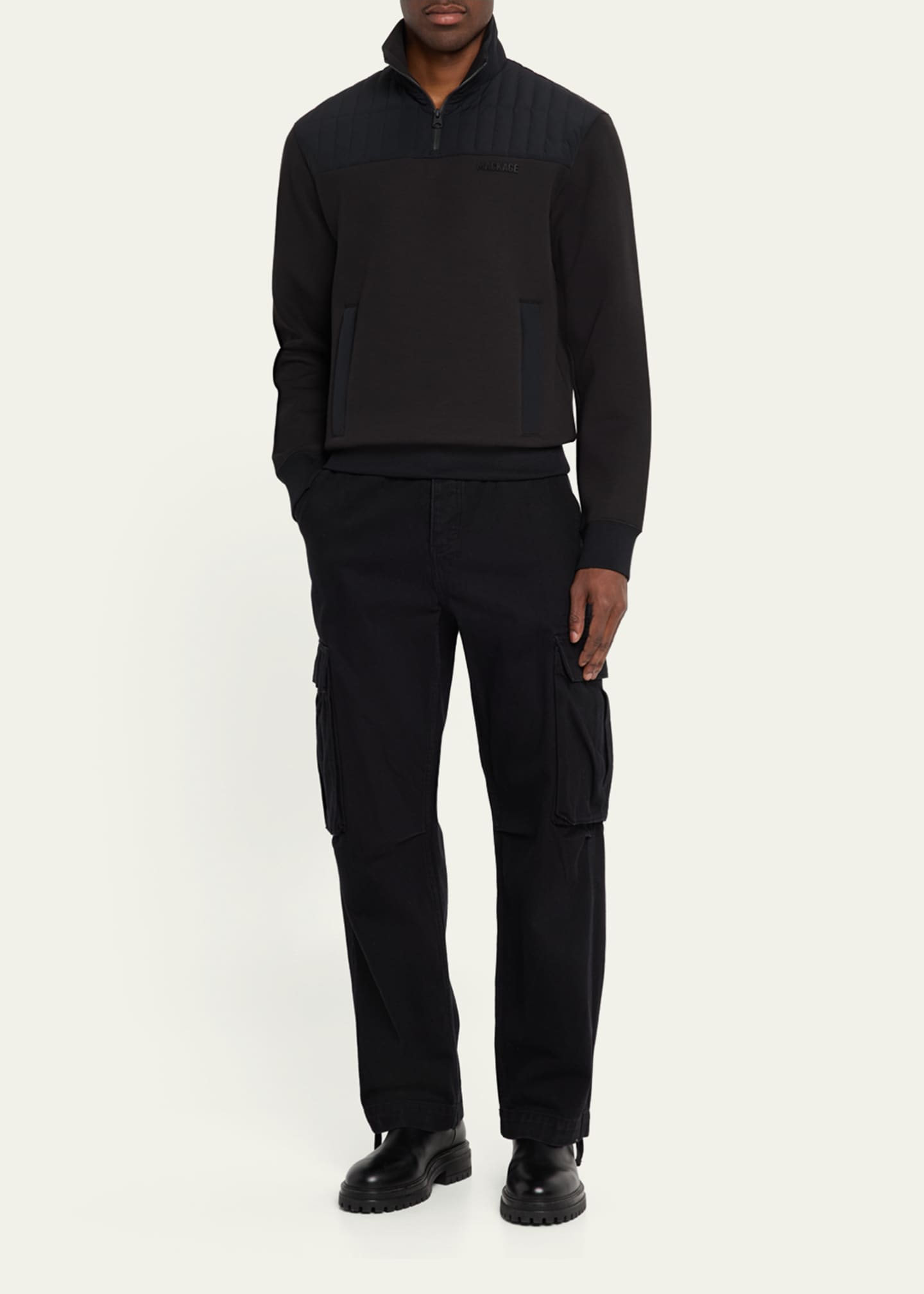 Mackage Men's Corey Hybrid Down Quarter-Zip Sweater - Bergdorf Goodman