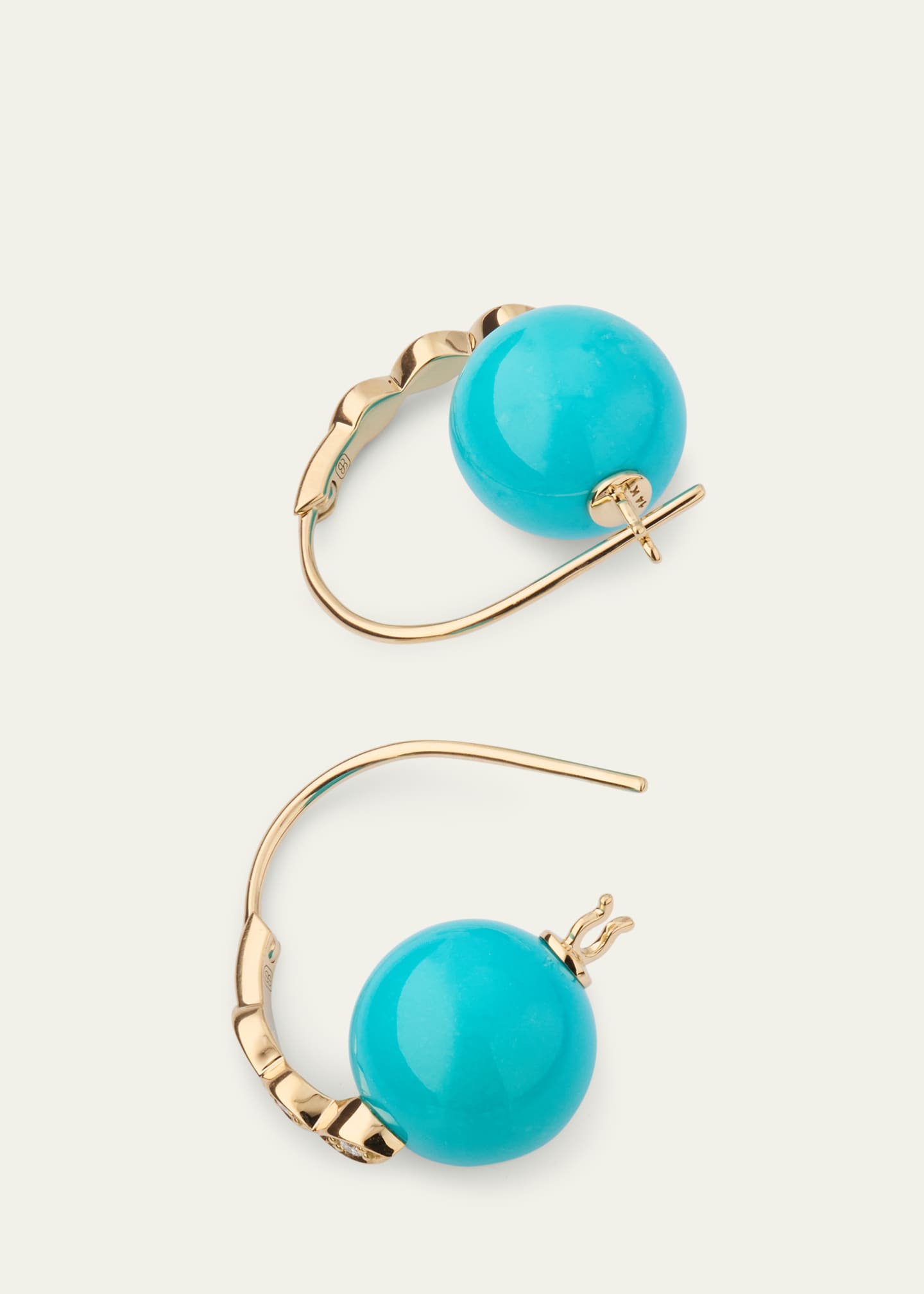 Sydney Evan 14K Turquoise Beaded Earrings with Diamond Marquise Eyes ...