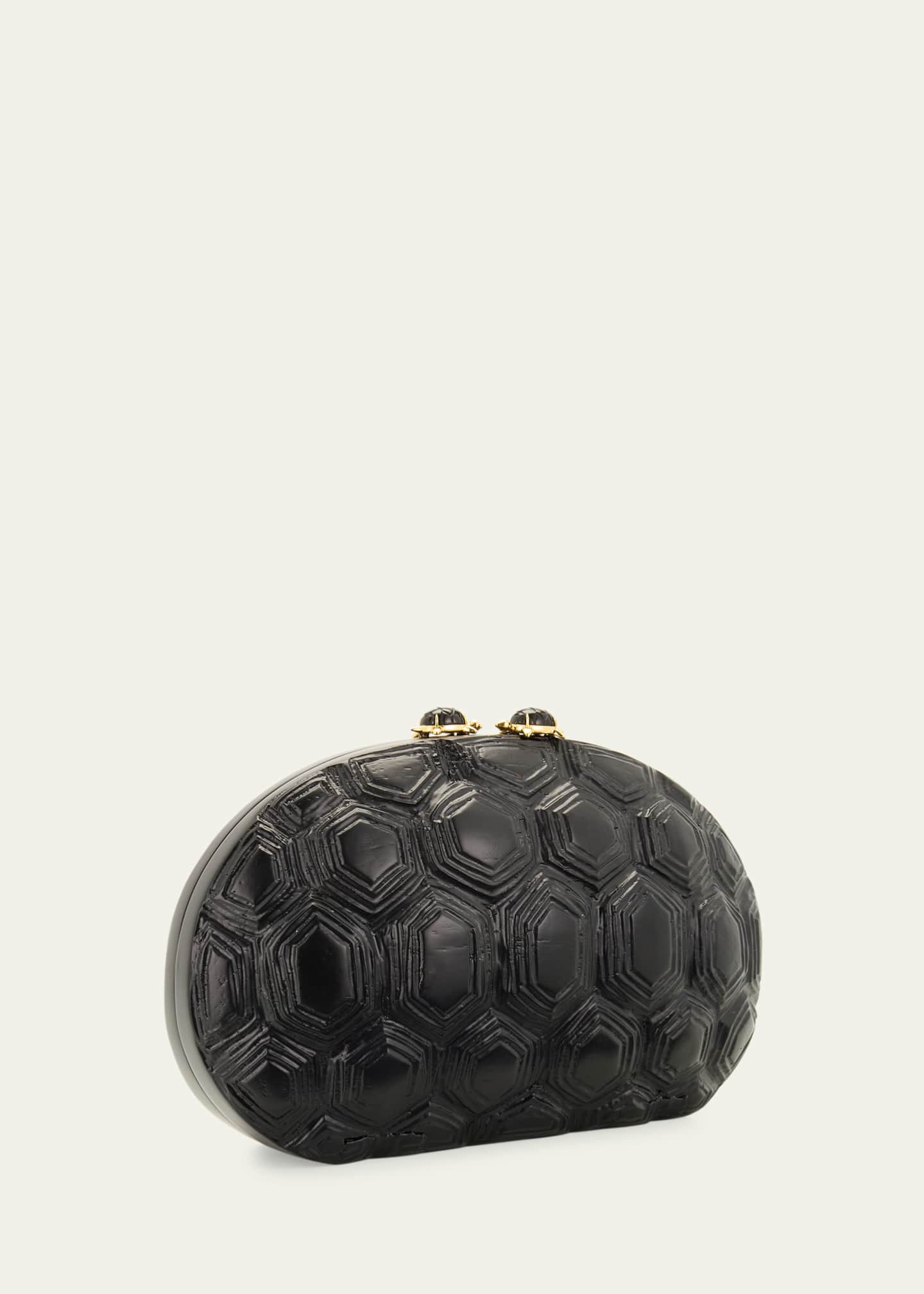 Silvia Furmanovich Turtle Shell Wooden Oval Clutch with 18K Gold and ...