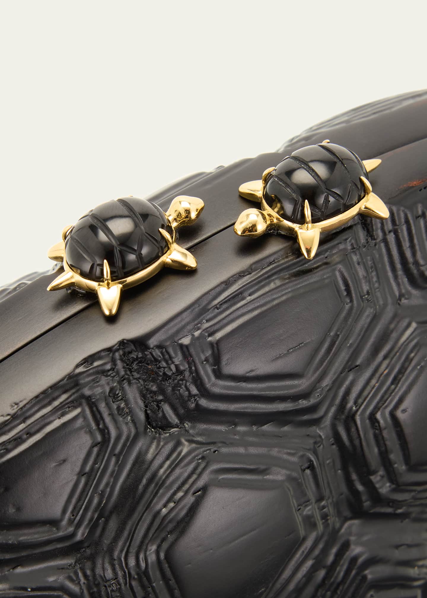 Silvia Furmanovich Turtle Shell Wooden Oval Clutch with 18K Gold and ...