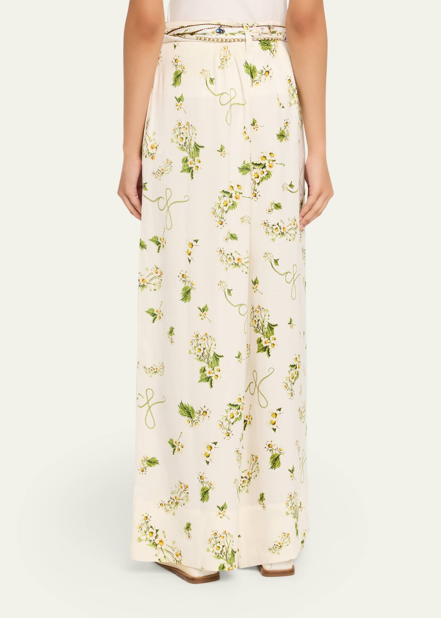Camilla Botanical Utopia Scarf Belt Wide-Leg Pants - Bergdorf Goodman
