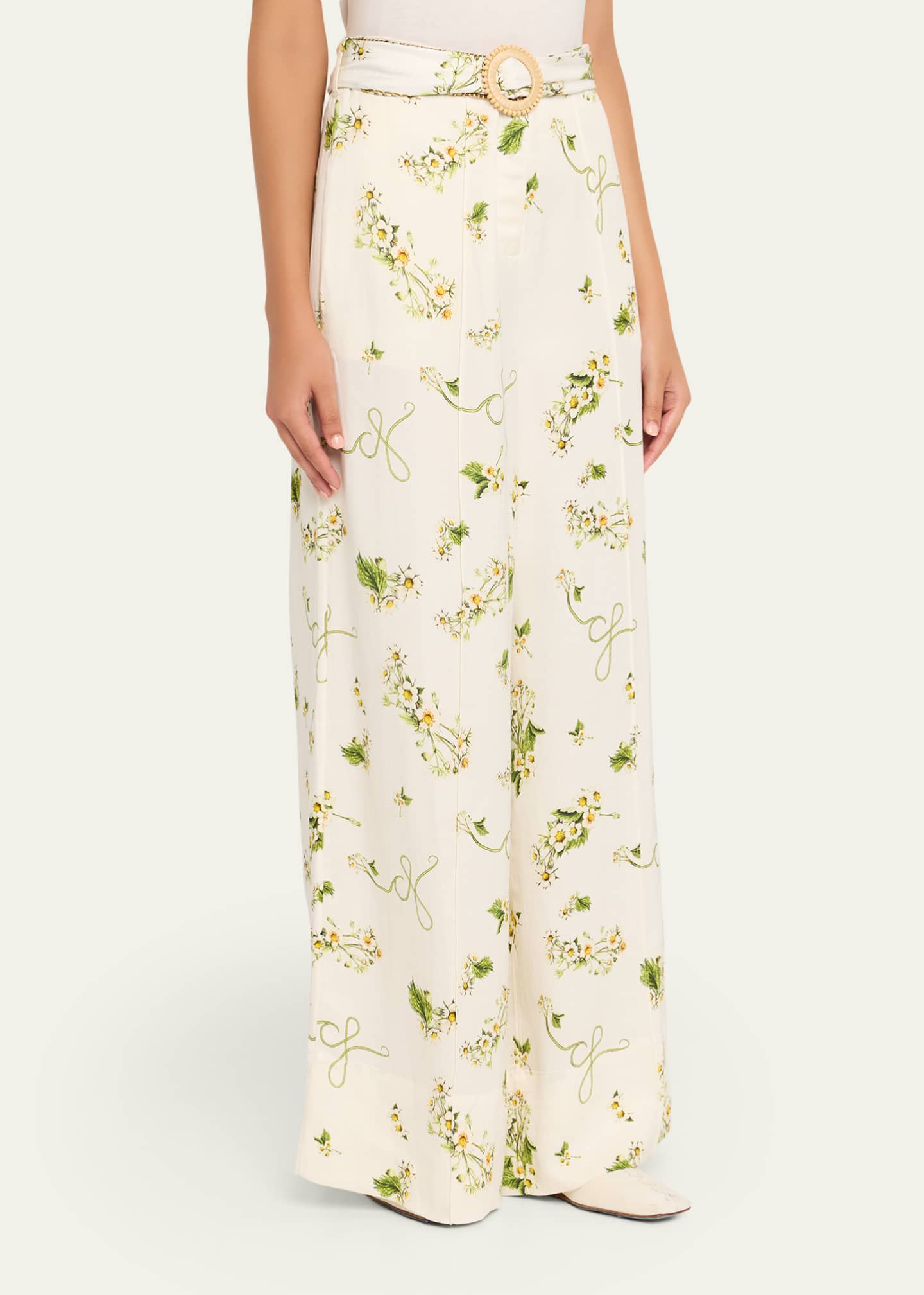 Camilla Botanical Utopia Scarf Belt Wide-Leg Pants - Bergdorf Goodman