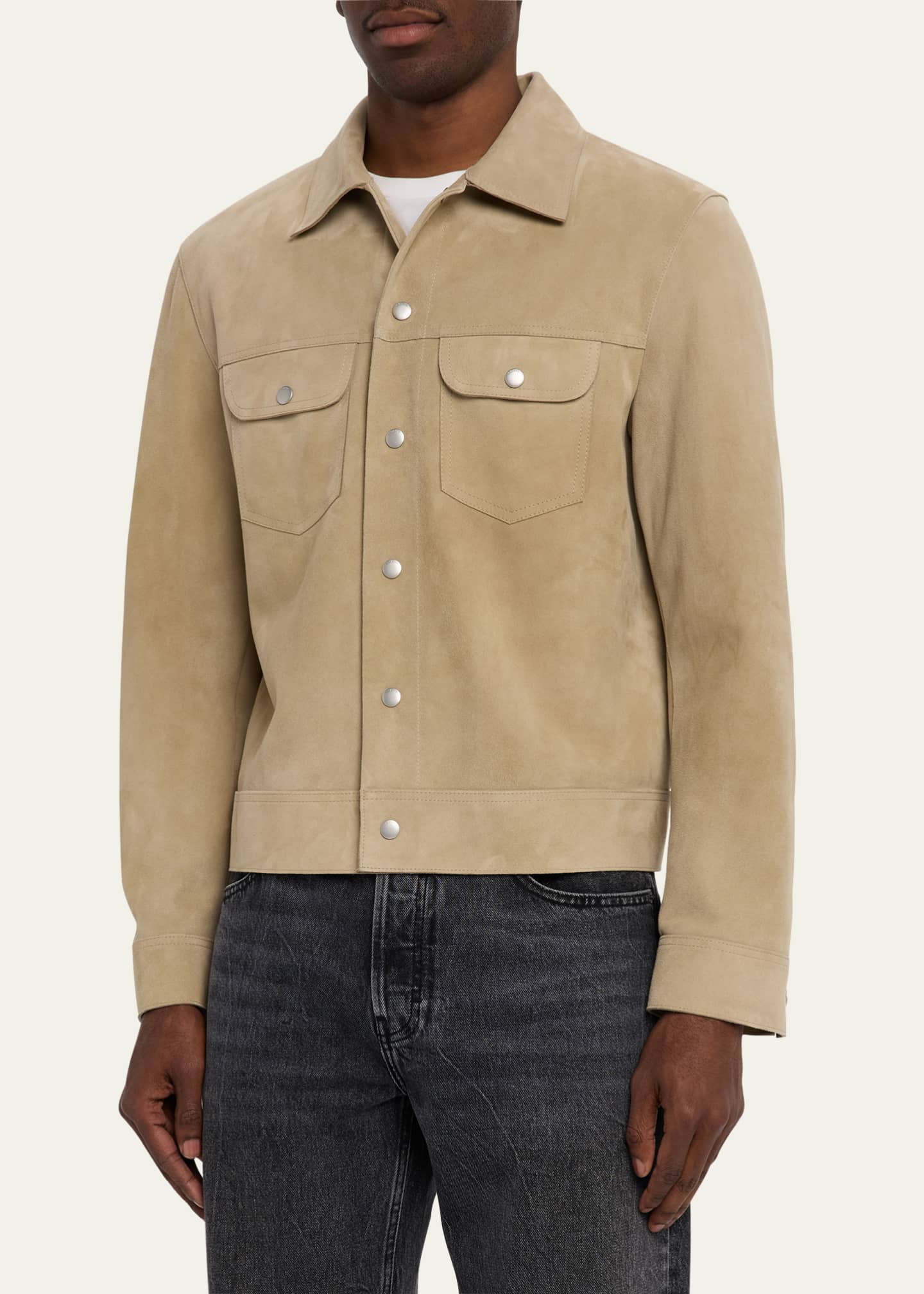 FRAME Men's Suede Trucker Jacket - Bergdorf Goodman