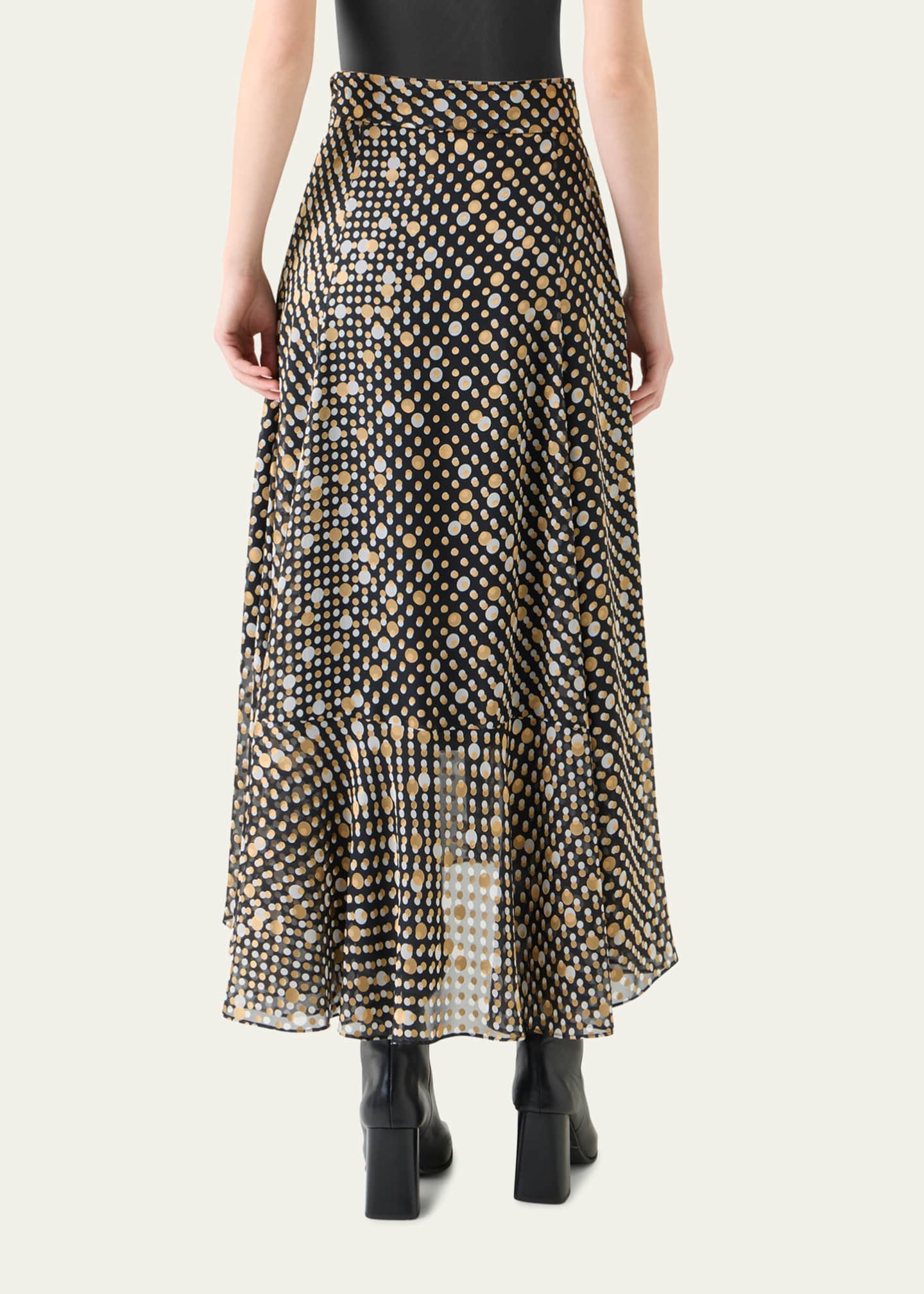 Akris punto Polka Dot Devore Crepe Georgette Midi Boho Skirt - Bergdorf ...