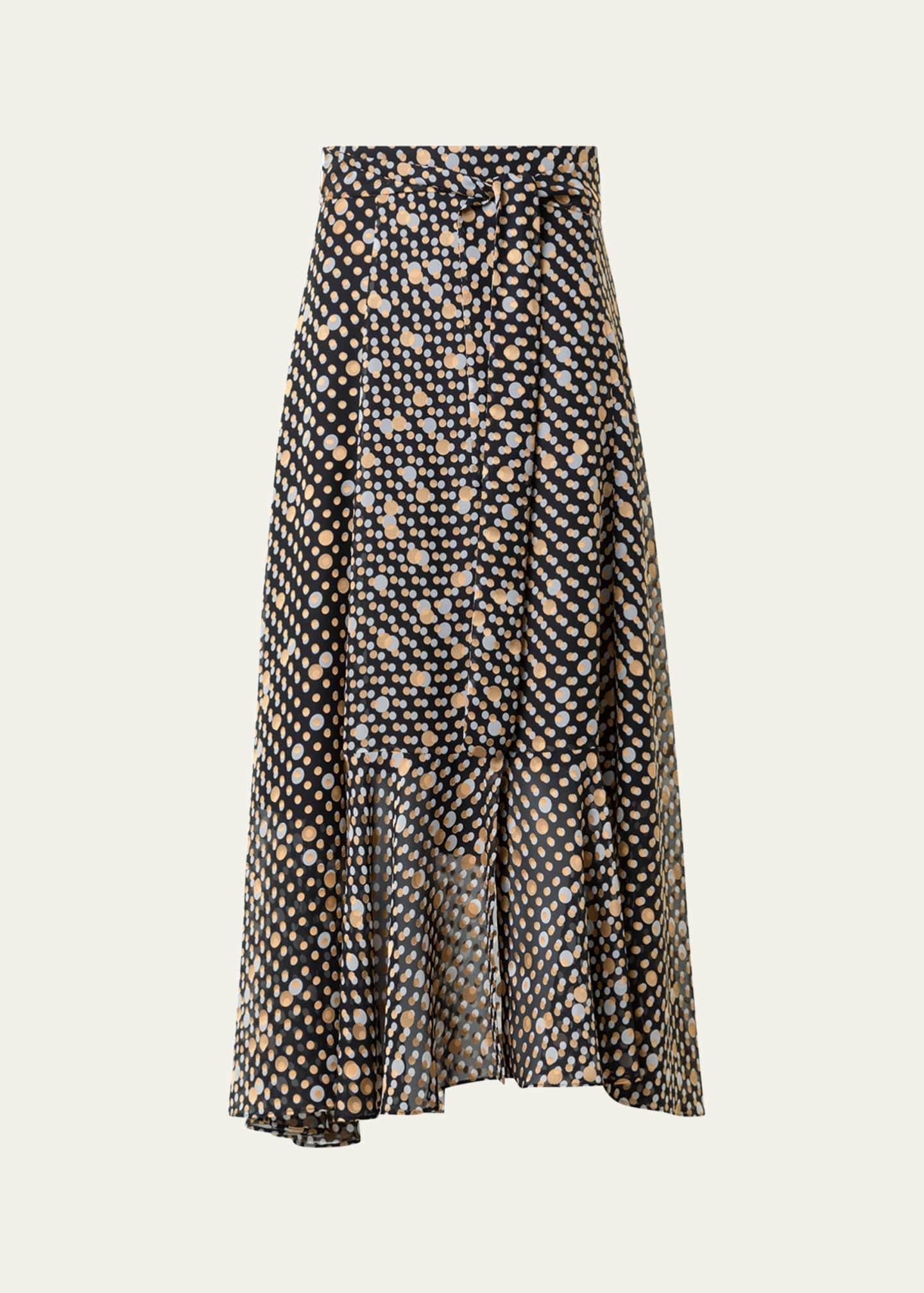 Akris punto Polka Dot Devore Crepe Georgette Midi Boho Skirt - Bergdorf ...