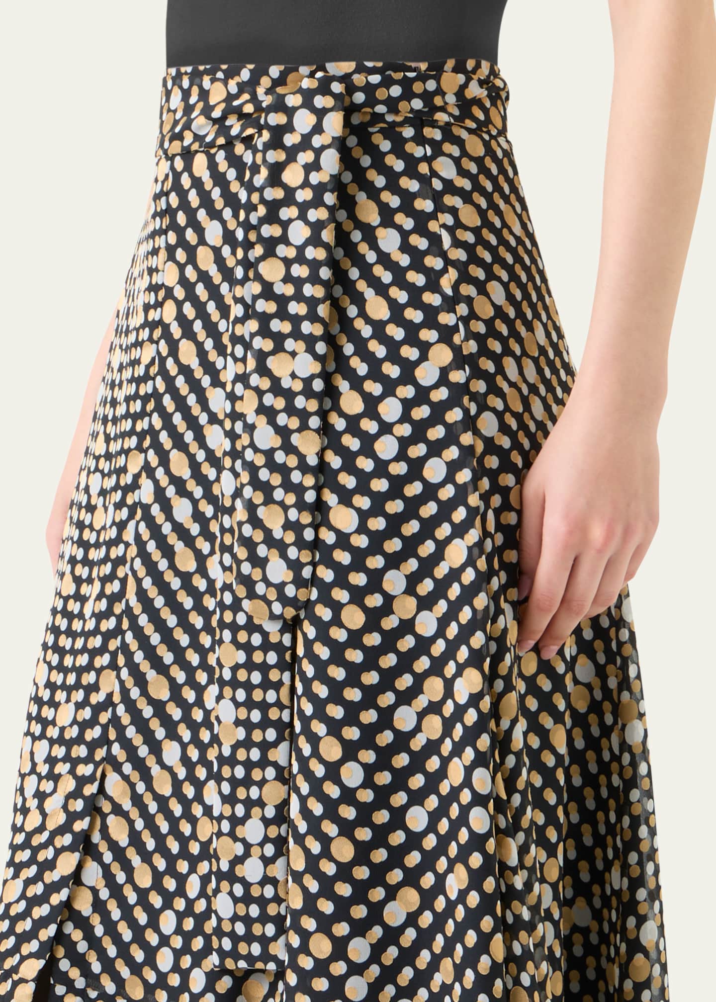 Akris punto Polka Dot Devore Crepe Georgette Midi Boho Skirt - Bergdorf ...