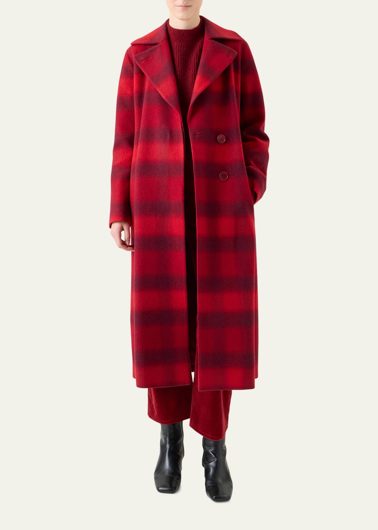 Akris punto Blur Check Belted Double-Breasted Coat - Bergdorf Goodman