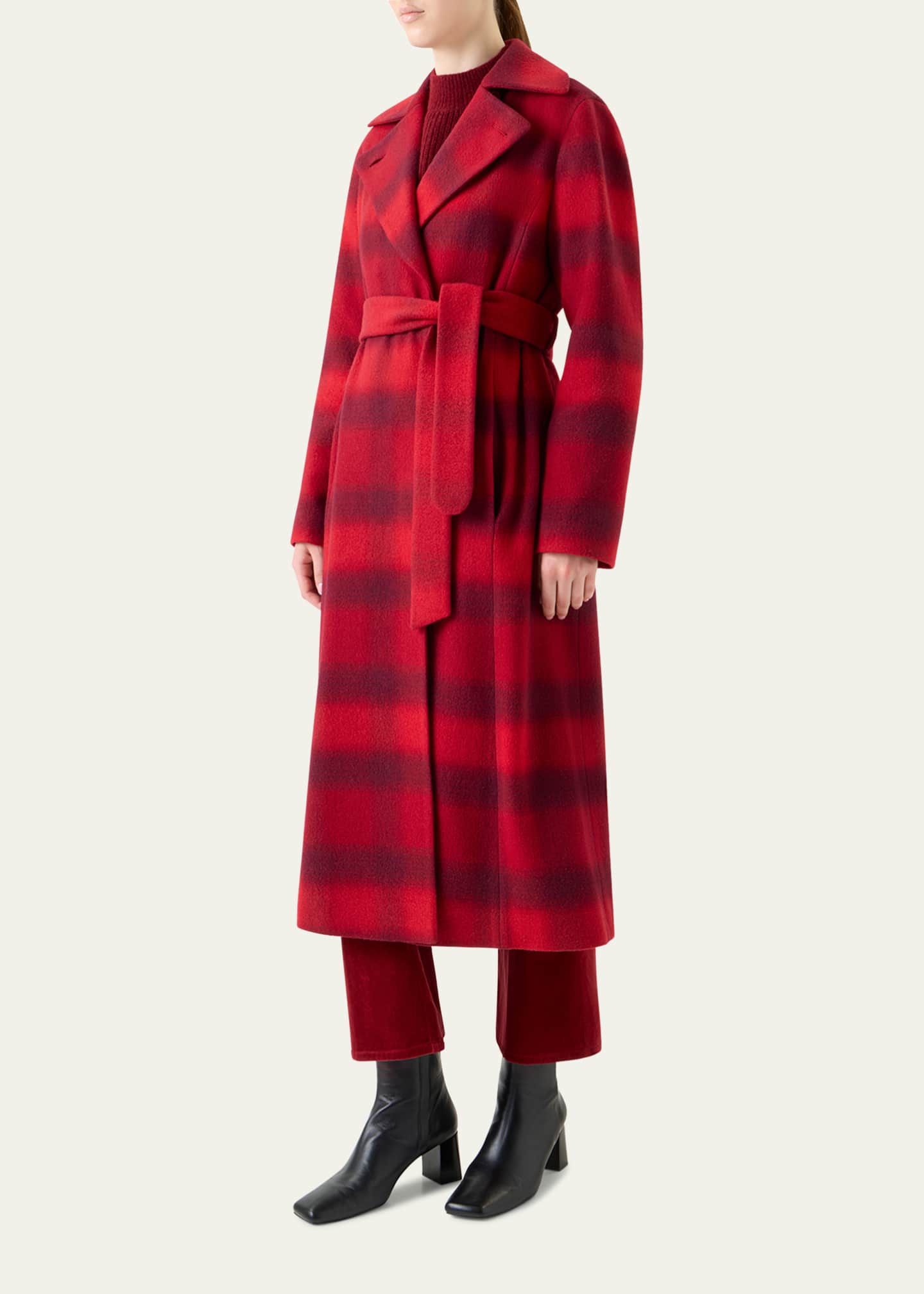 Akris punto Blur Check Belted Double-Breasted Coat - Bergdorf Goodman